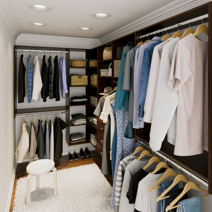 Dotted Line™ Grid 65" W - 113" W Corner Closet System (Can be Cut to ...