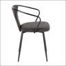 Ebern Designs Waco Industrial Upholstered Chair in Black Metal and Dark ...