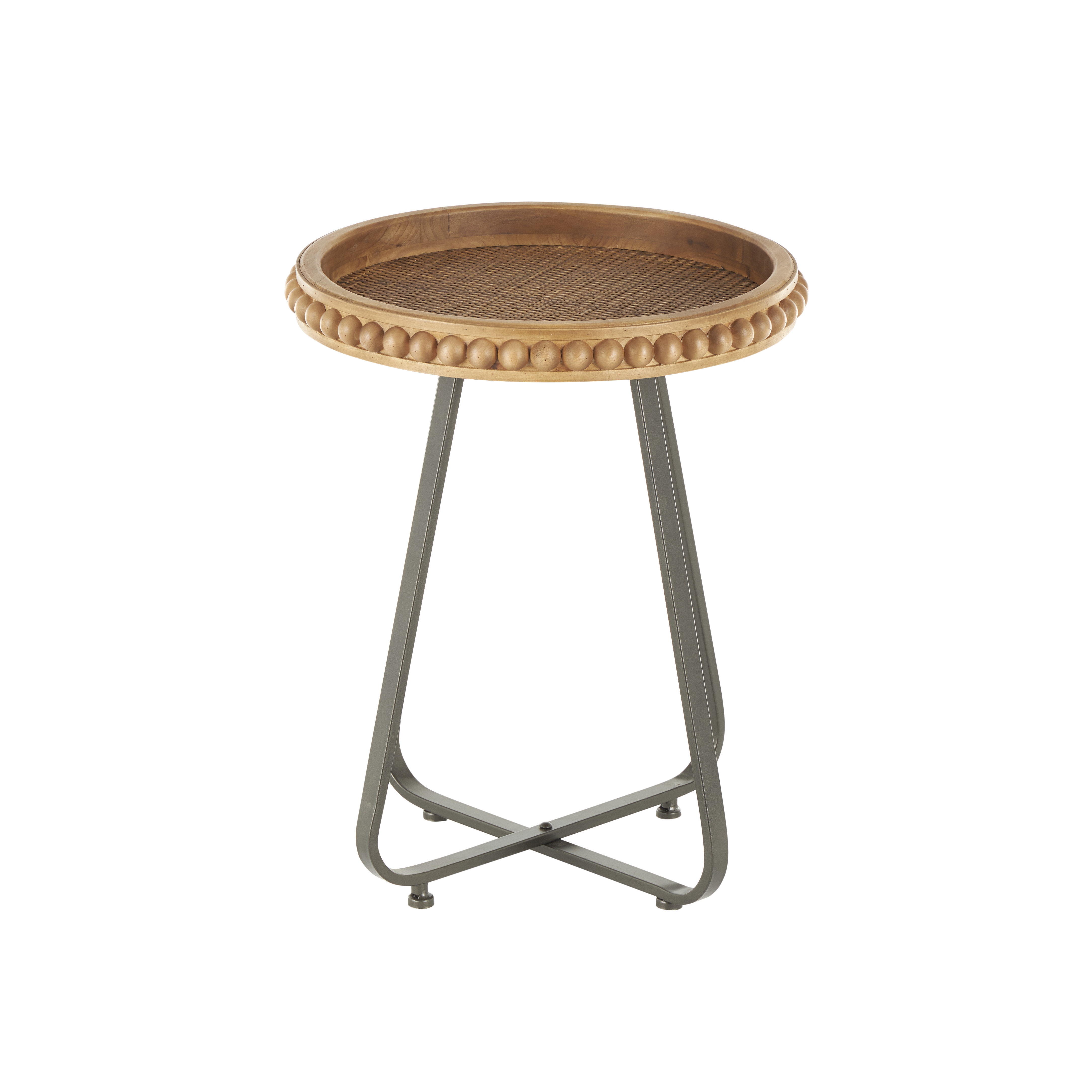 Dakota Fields Clayten Beaded Side End Brown Accent Table with Rounded ...