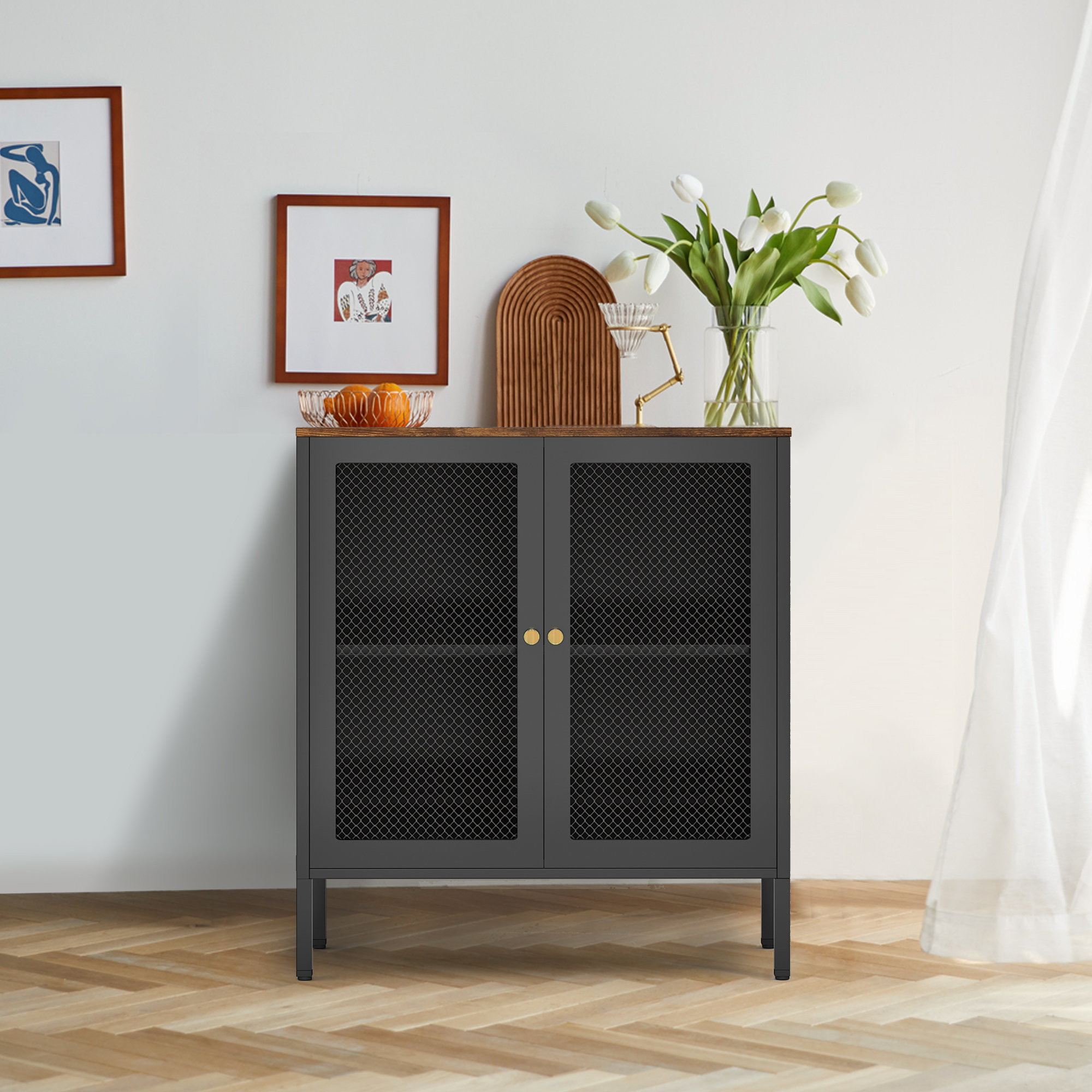 17 Stories Reshef Steel Accent Cabinet | Wayfair