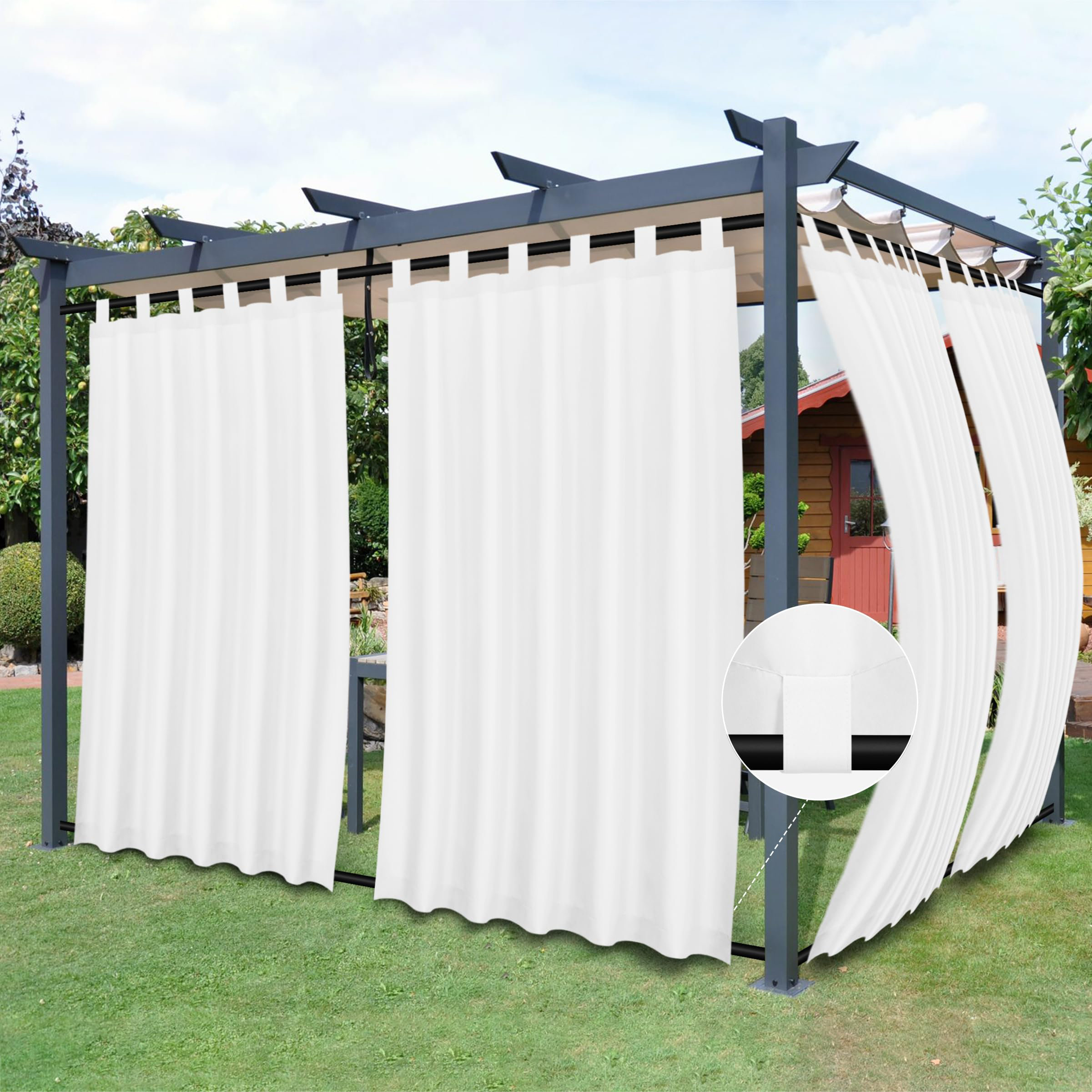 Latitude Run® Outdoor Patio Curtains Detachable Tab Top Windproof ...