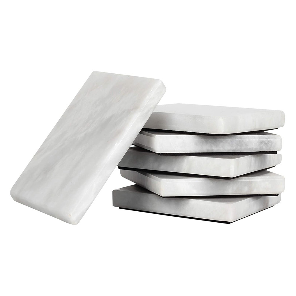 Brayden Studio Handmade Marble White Square Coasters & Reviews ...