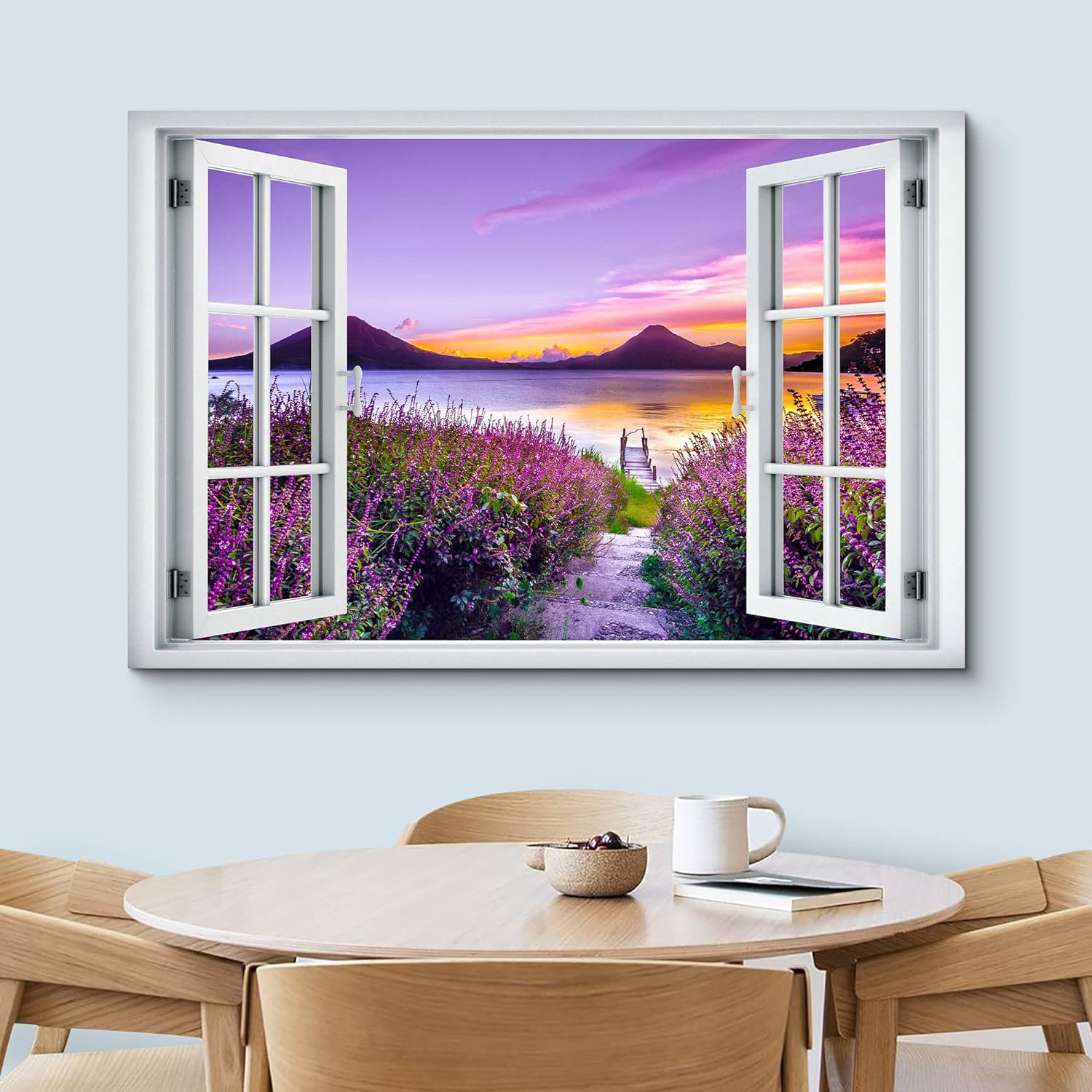 IDEA4WALL Window Scenery " Window View Purple Sunset Cloud Sky Lavender ...