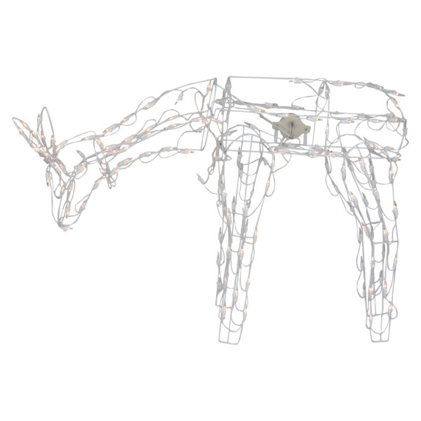 Northlight Seasonal 42" Lighted White Feeding Reindeer Animated Outdoor ...