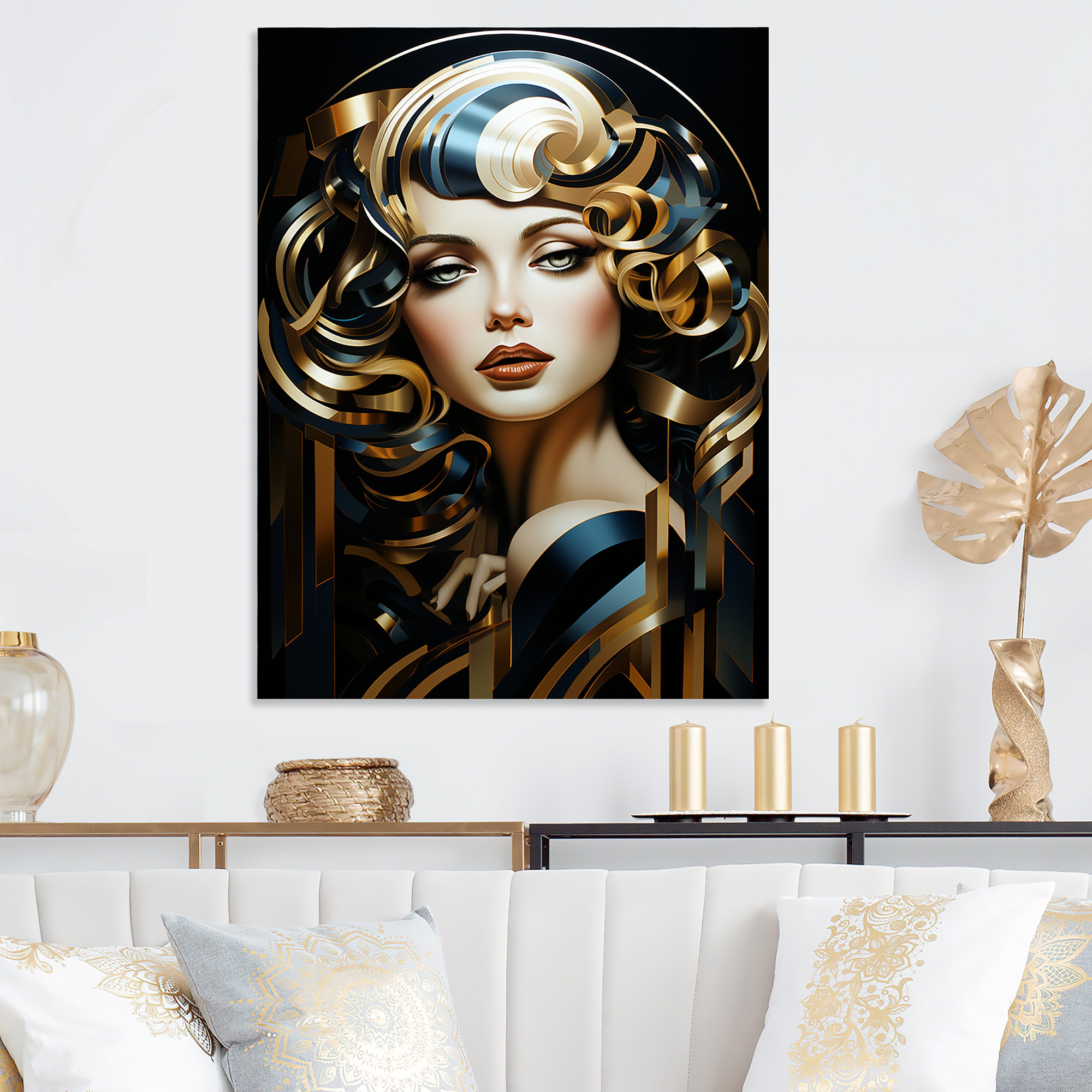 Mercer41 Black And Gold Glam Fashion Woman Portrait II - Woman Glam ...
