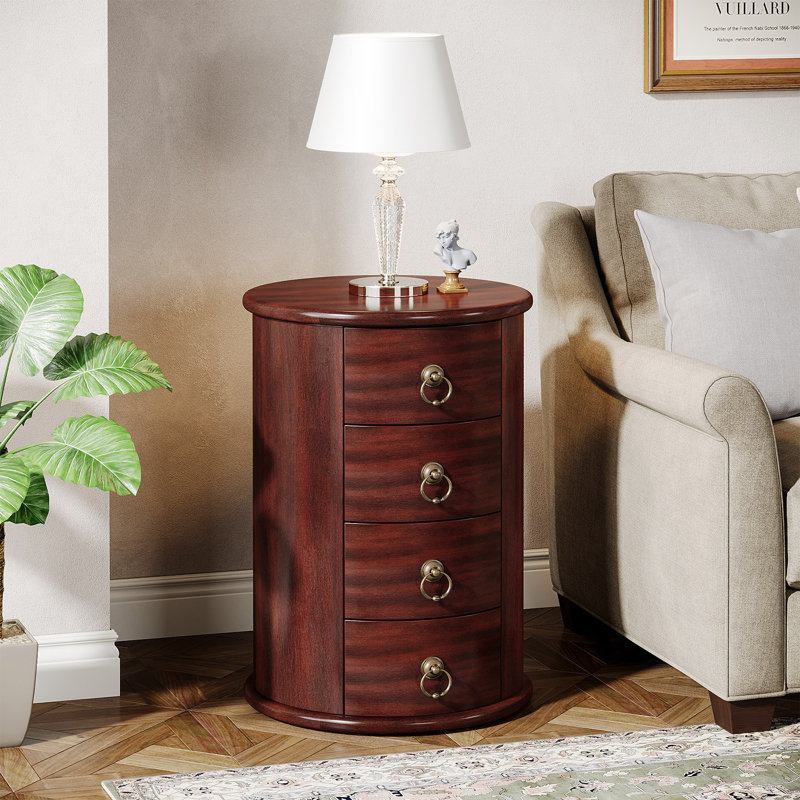 Lark Manor™ Solid Wood Round Side Table With 4 Drawers & Reviews | Wayfair