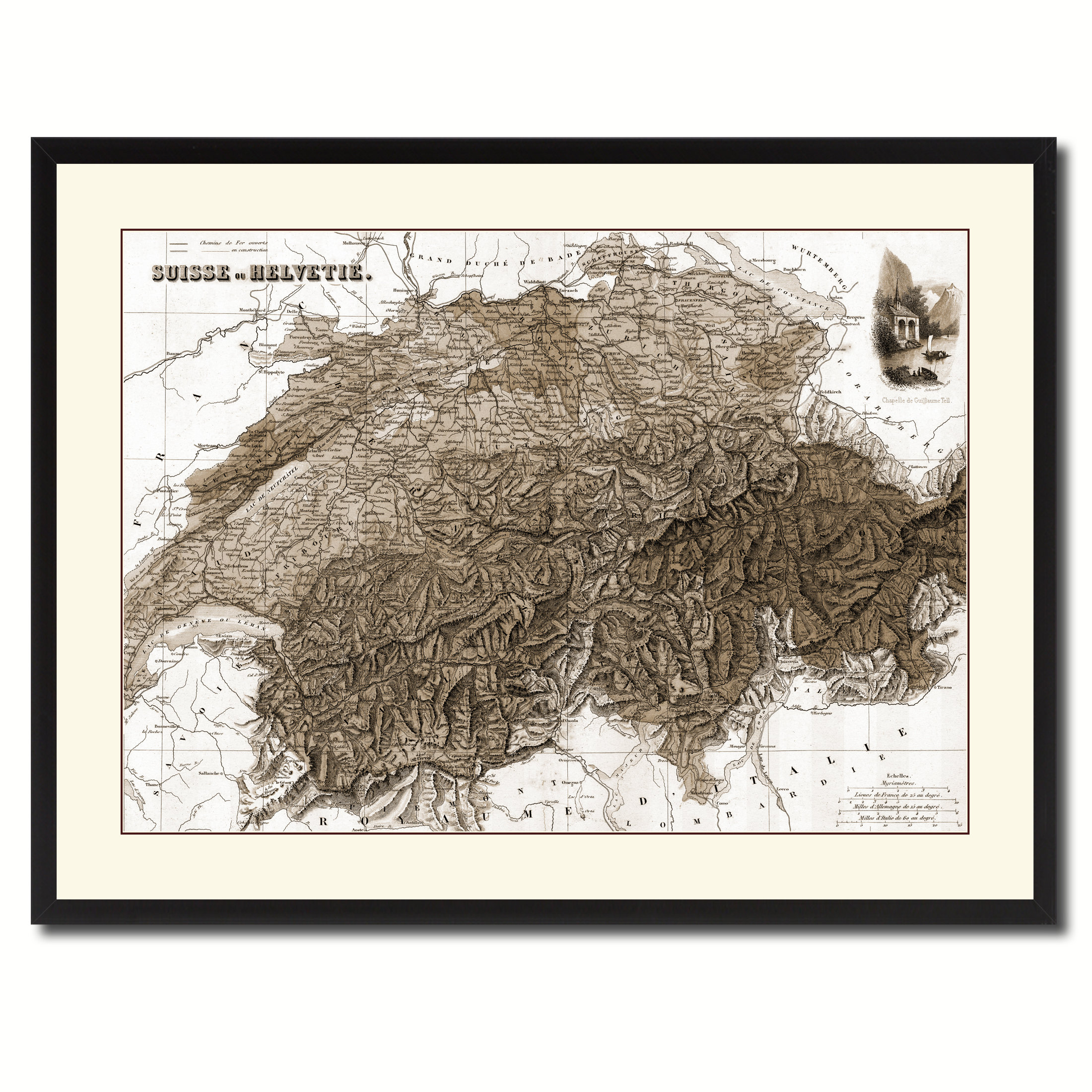 17 Stories Switzerland Vintage Sepia Map Canvas Print, 28x37 | Wayfair