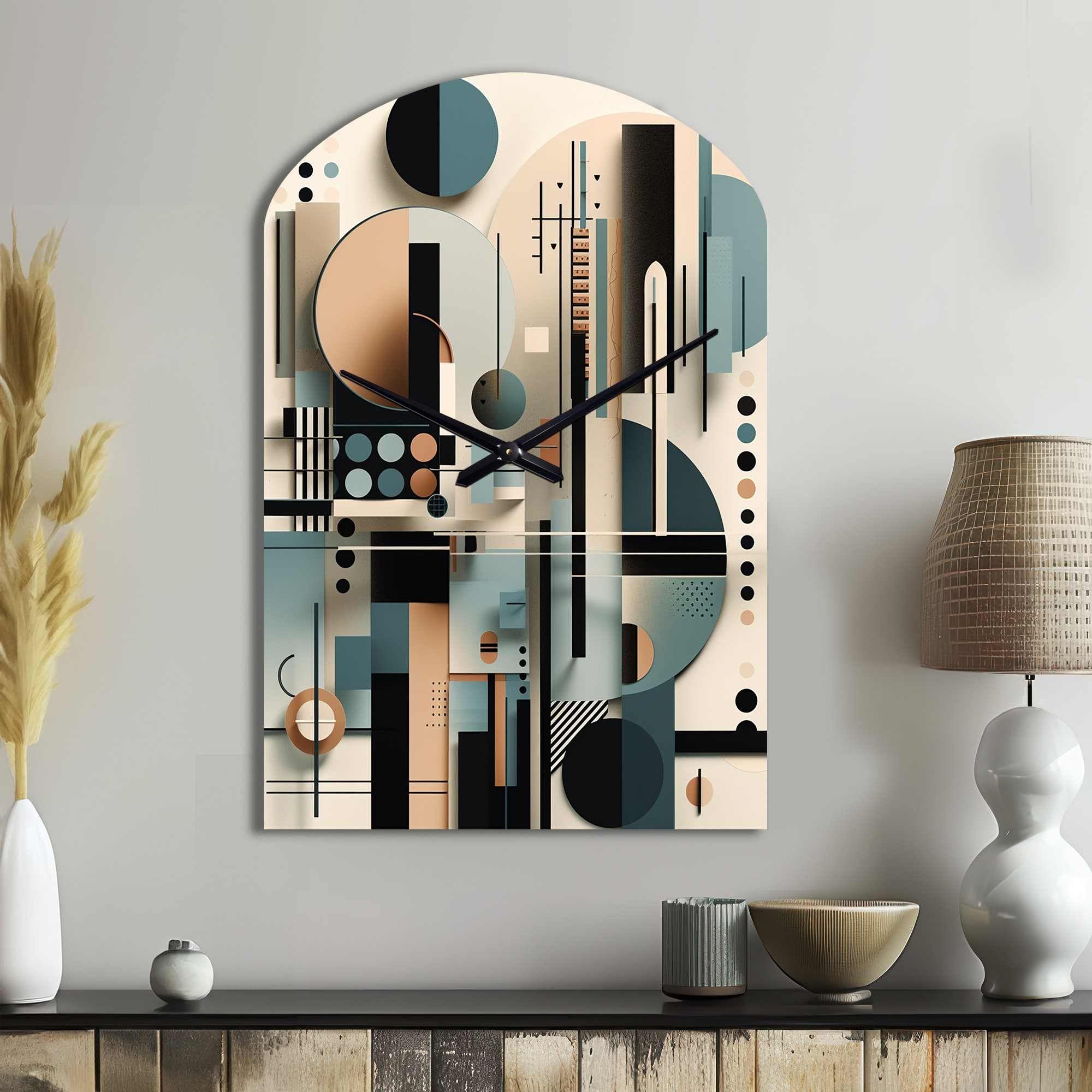 Design Art Blue And Black Symmetry In Motion I - Arch Shape Blue Wall ...