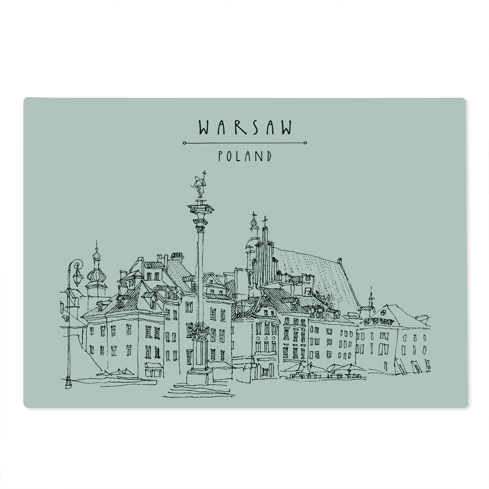 Ambesonne Poland Cutting Board Large Size Historic Warsaw Poland City ...