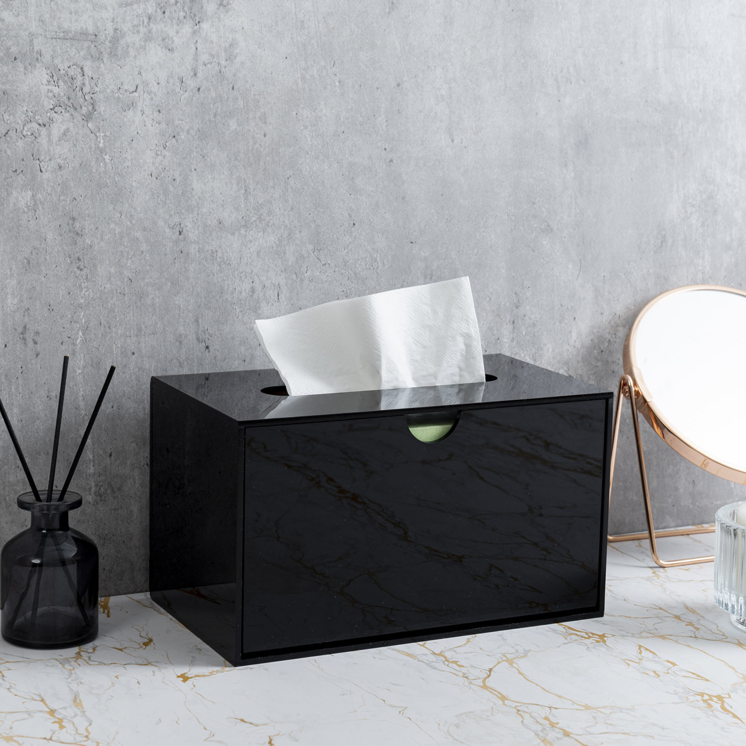Latitude Run® Black Rectangular Acrylic Tissue Box Cover Holder | Wayfair