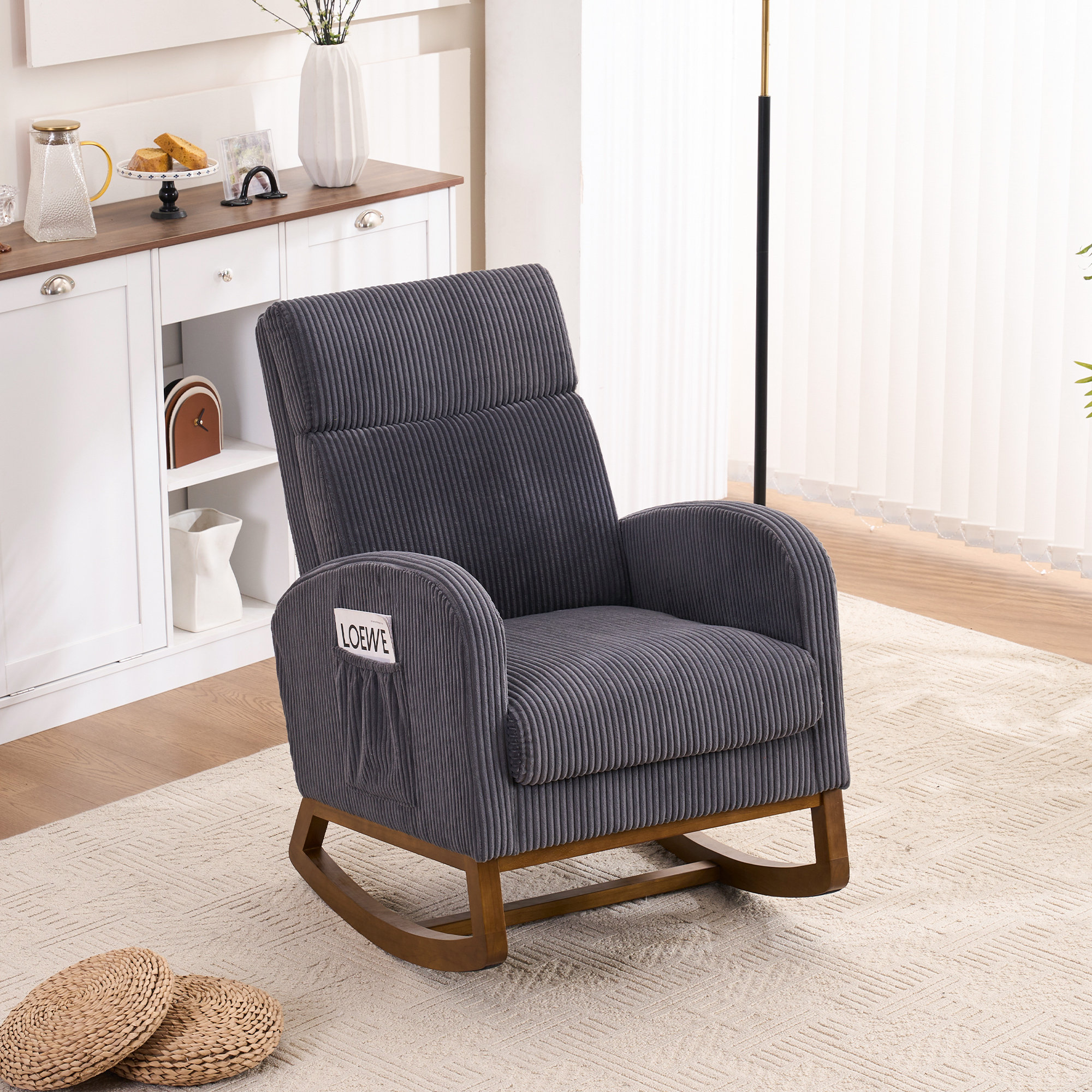 George Oliver Comfortable Fabric Lounge Rocking Chair, Living Room ...