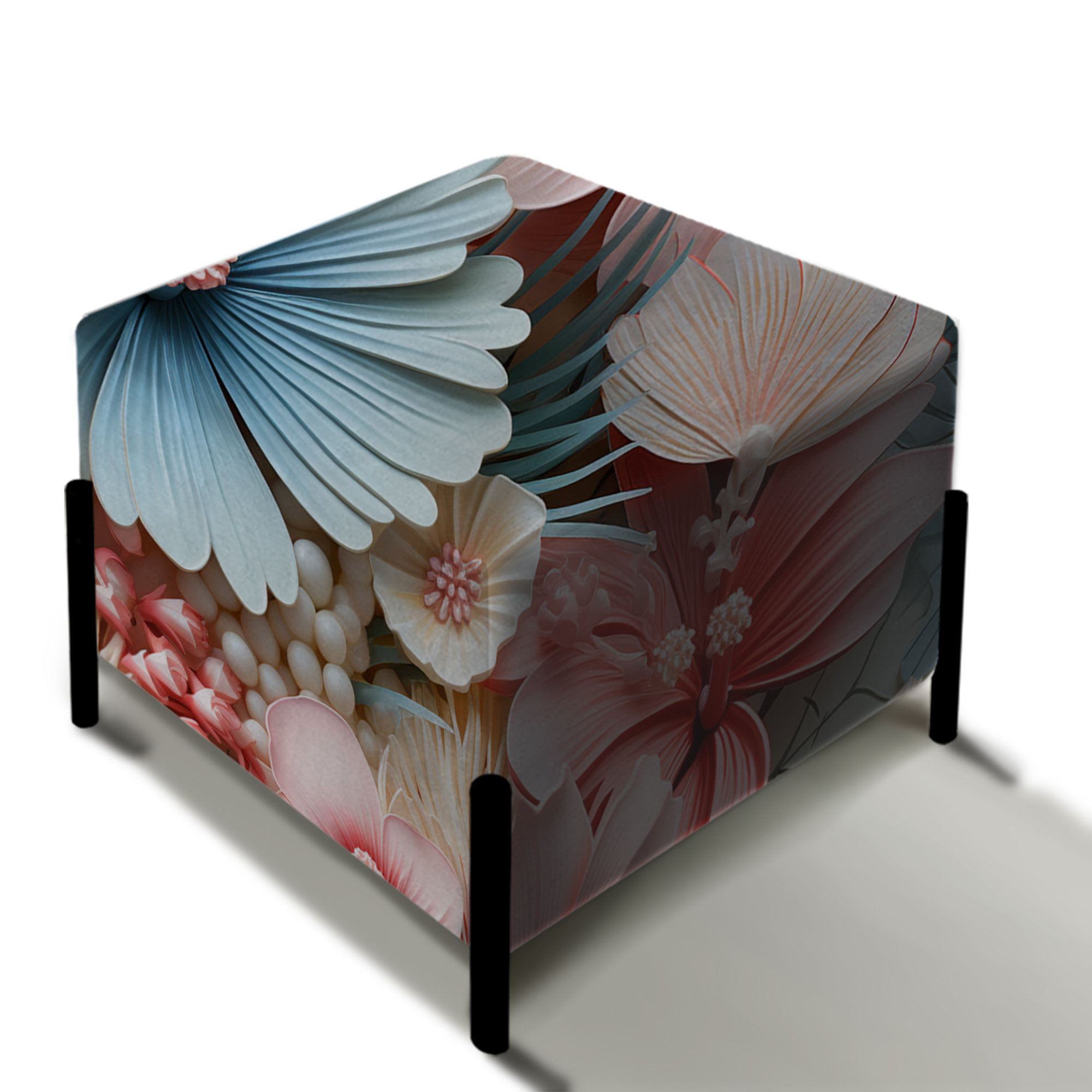 Design Art Seashell Mirage Tropical Pattern - Coastal Square Ottoman ...