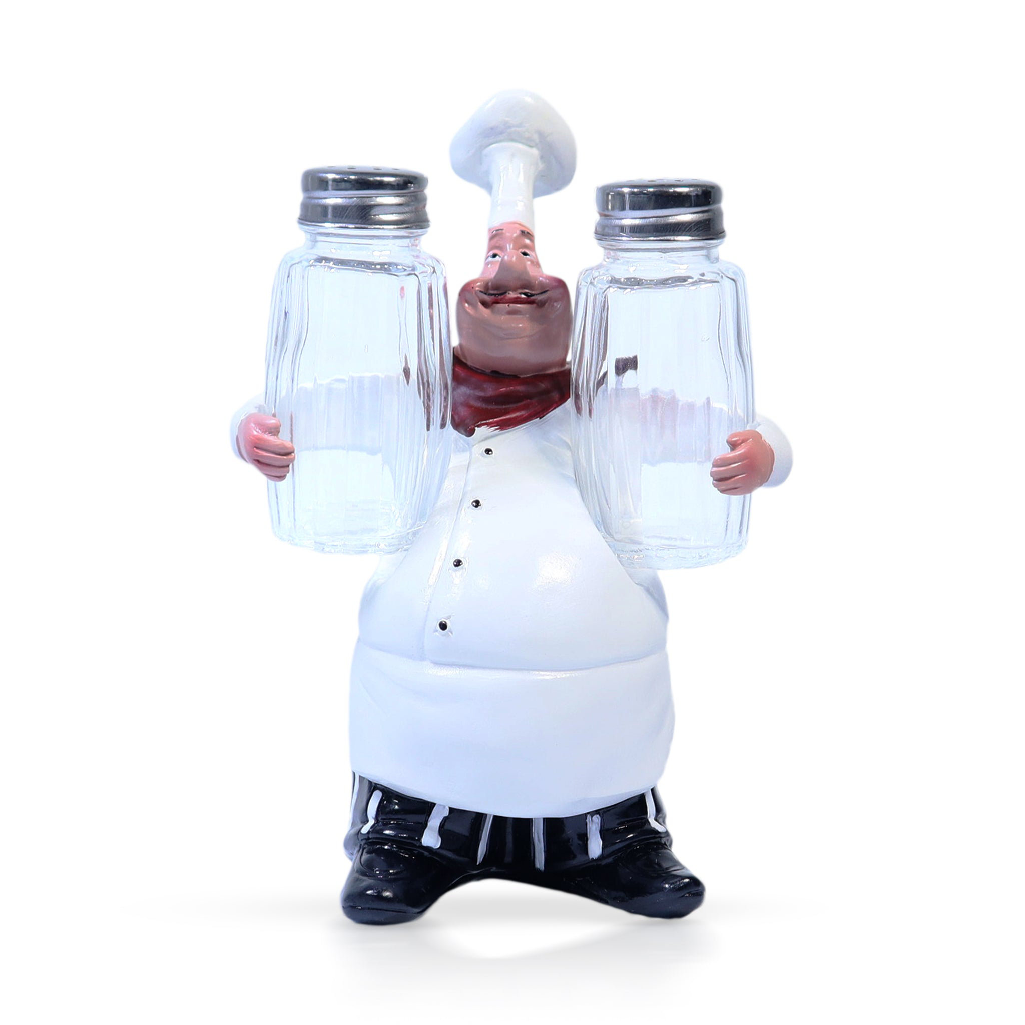 Ebern Designs Alfreton Polyresin Chef Salt and Pepper Holder Glass ...