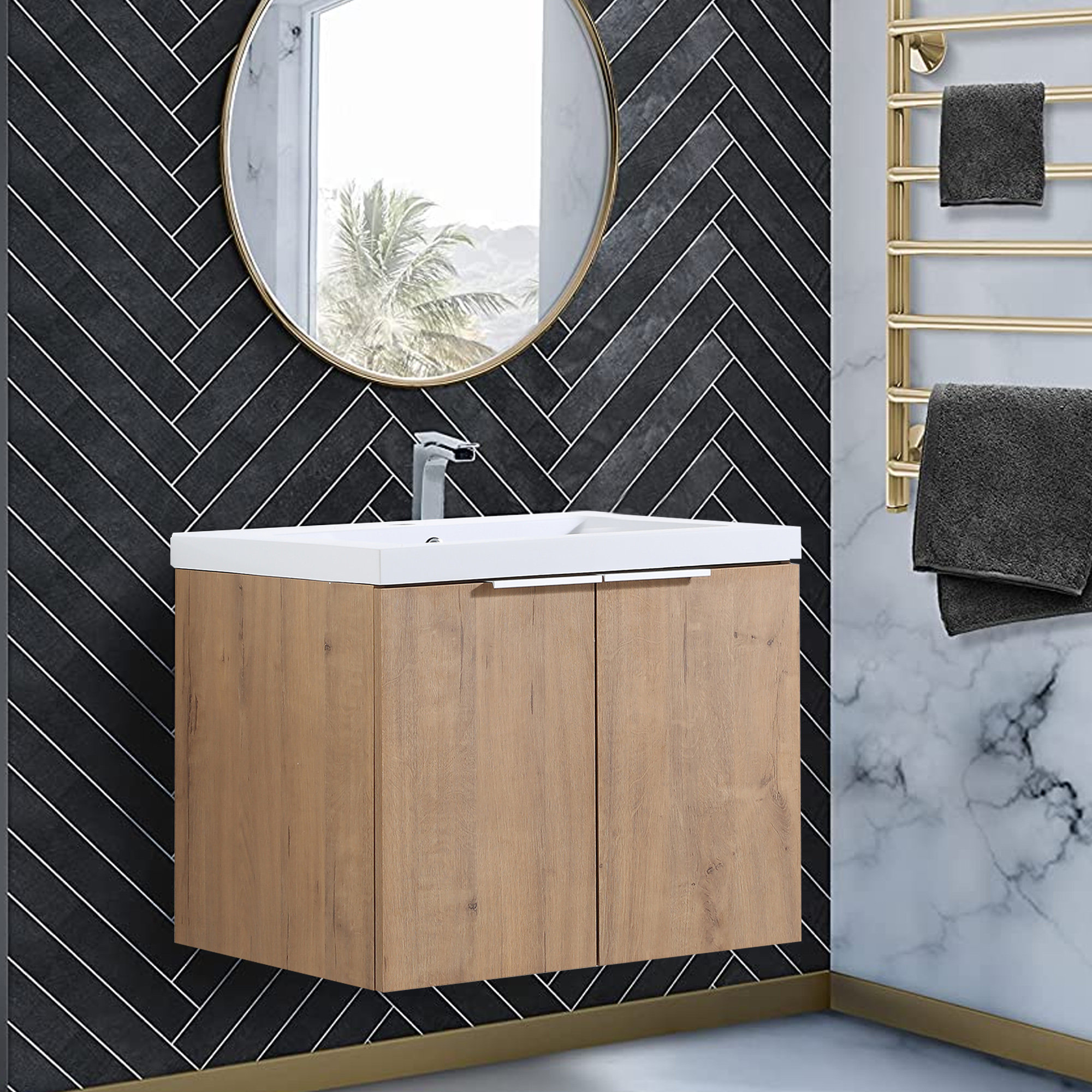 Millwood Pines Stormstown 23.6" Wall-Mounted Single Single Bathroom ...