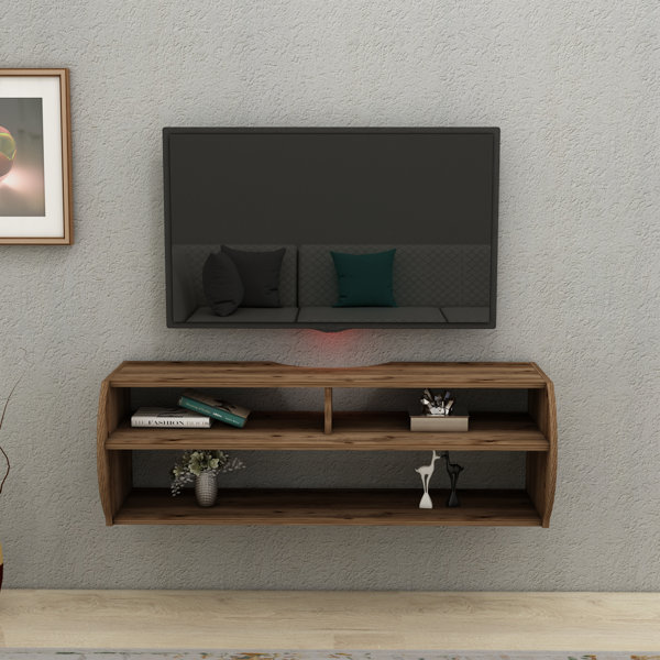 Latitude Run Linen Floating Tv Stand With Shelves - Anthracite ...