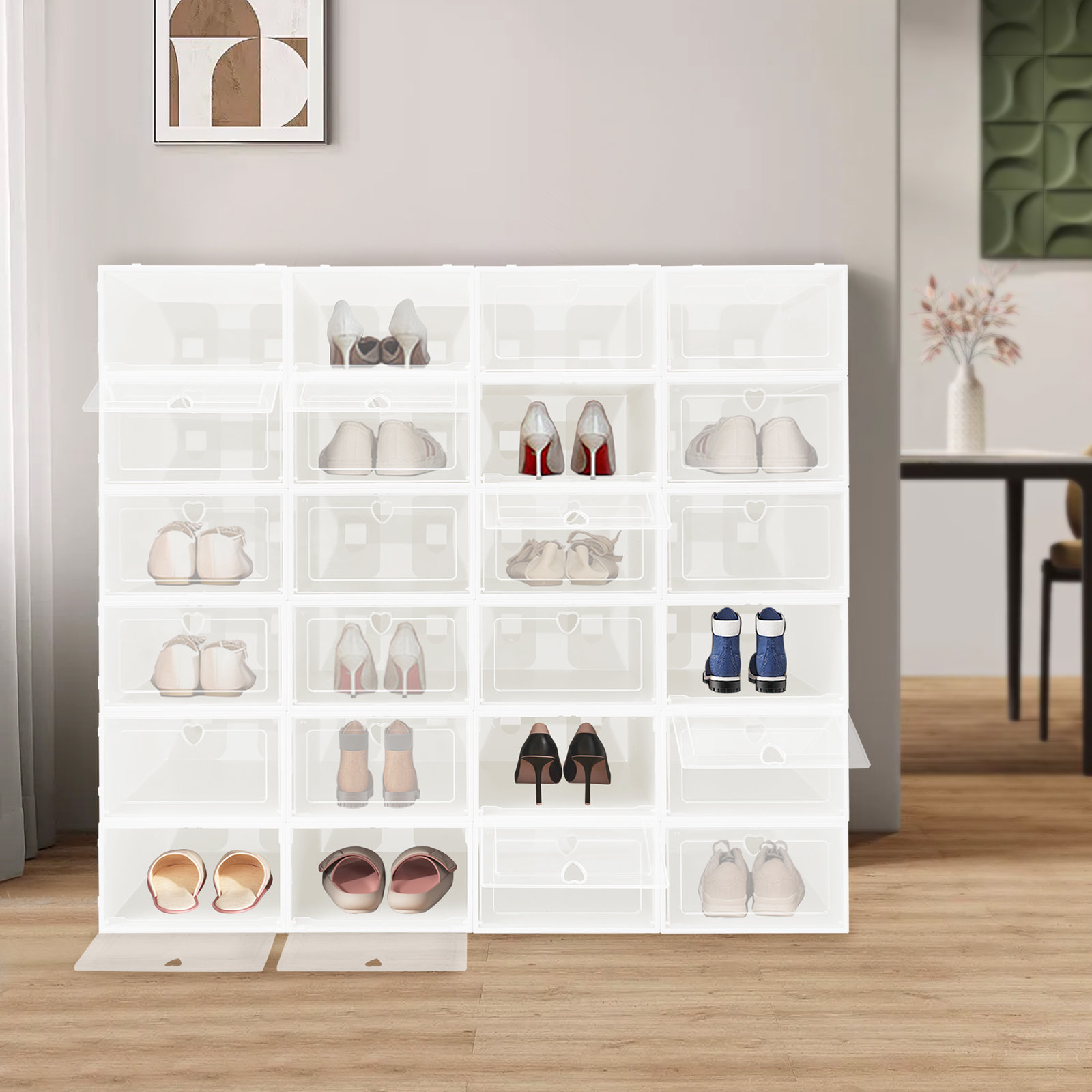 Rebrilliant 24 Pair Stackable Shoe Storage Box | Wayfair