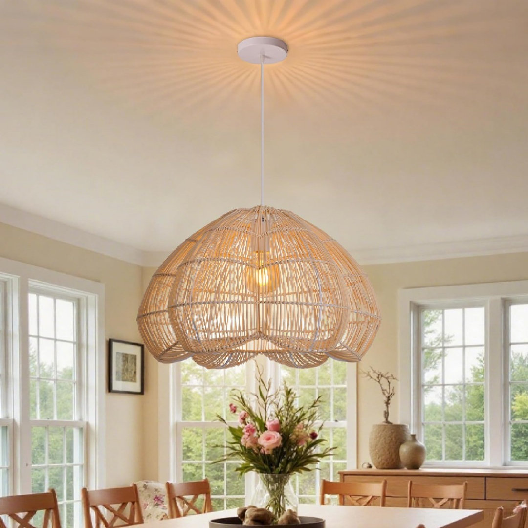 INCOLLECT Rattan Chandelier Pendant Light Fixture Boho Woven Hanging ...