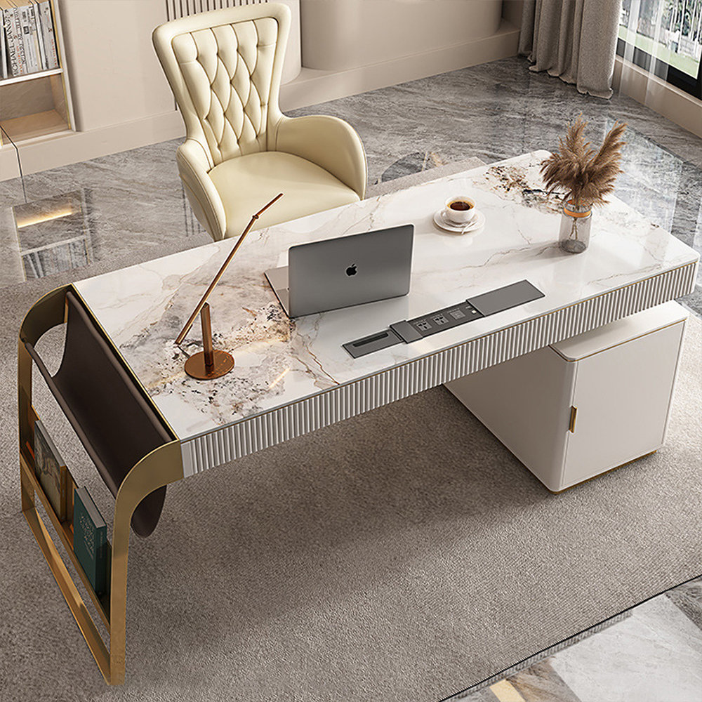 Mass Furni Picture Rectangular Sintered Stone tabletop desks | Wayfair