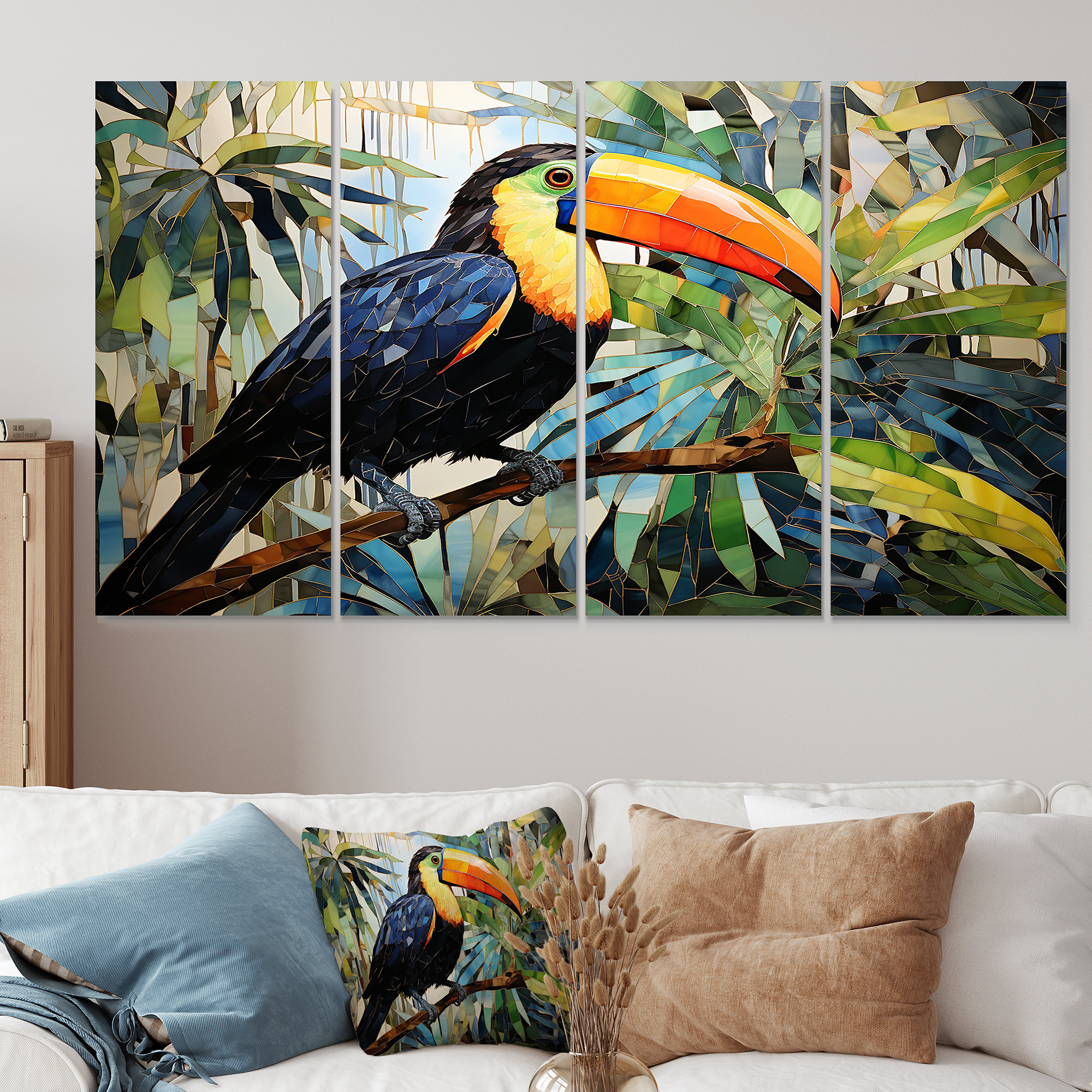 Bay Isle Home™ Yellow And Green Toucan Mosaic III - Toucan 4 Piece Wall ...