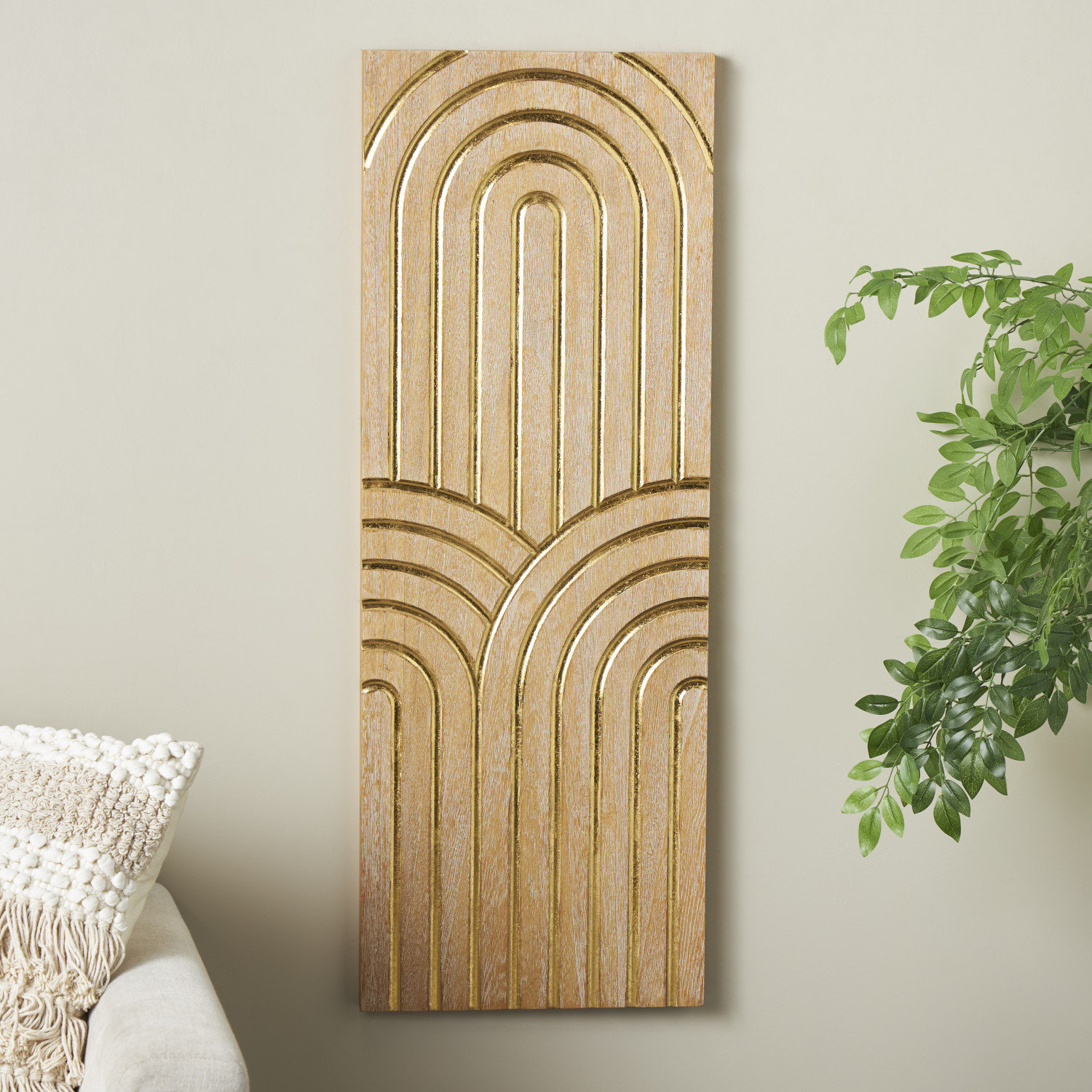 Mercer41 Wood Panel Geometric Light Brown Wall Decor with Overlapping ...