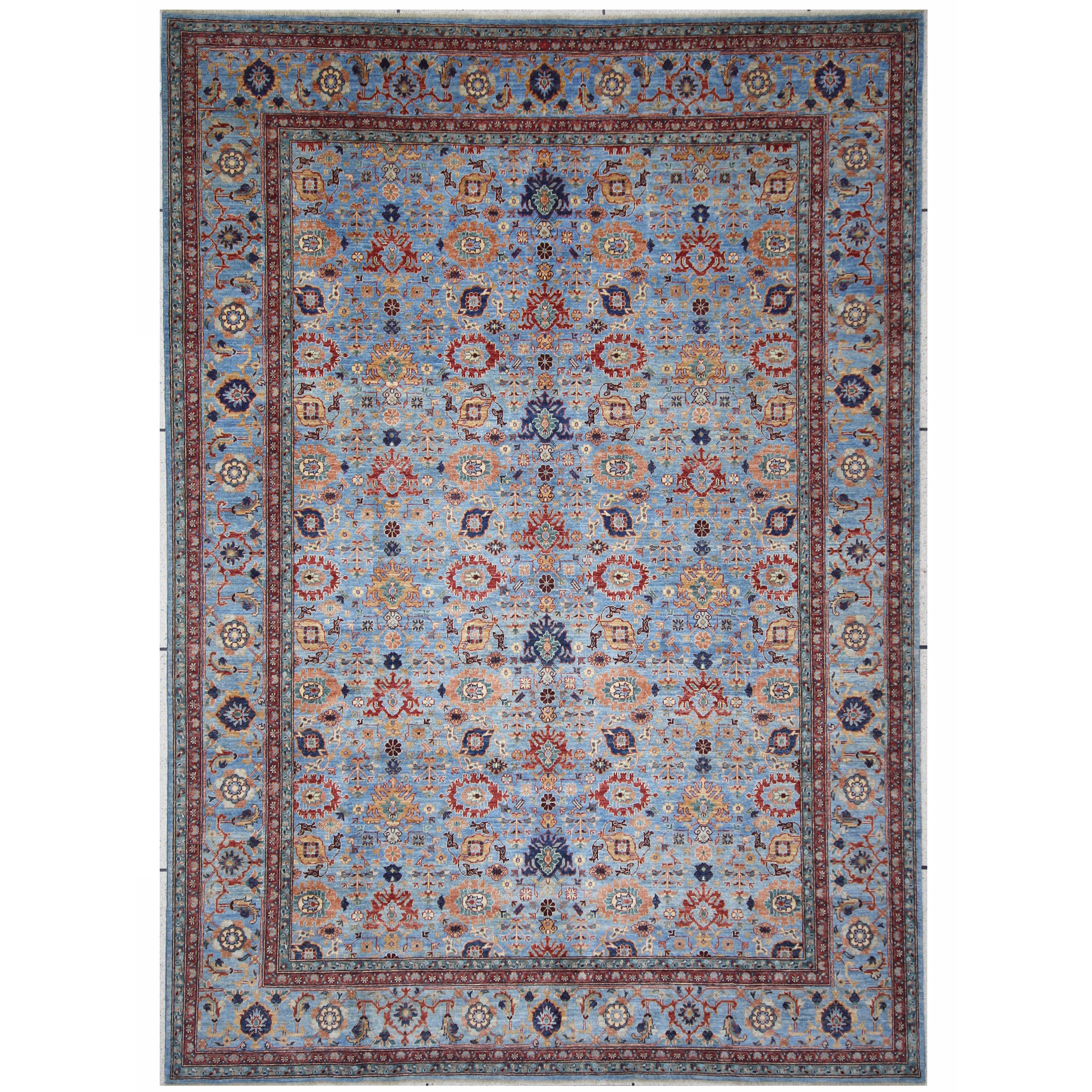 Bokara Rug Co., Inc. Tapis unique bleu / rouge / beige de 9 pi x 11 pi ...
