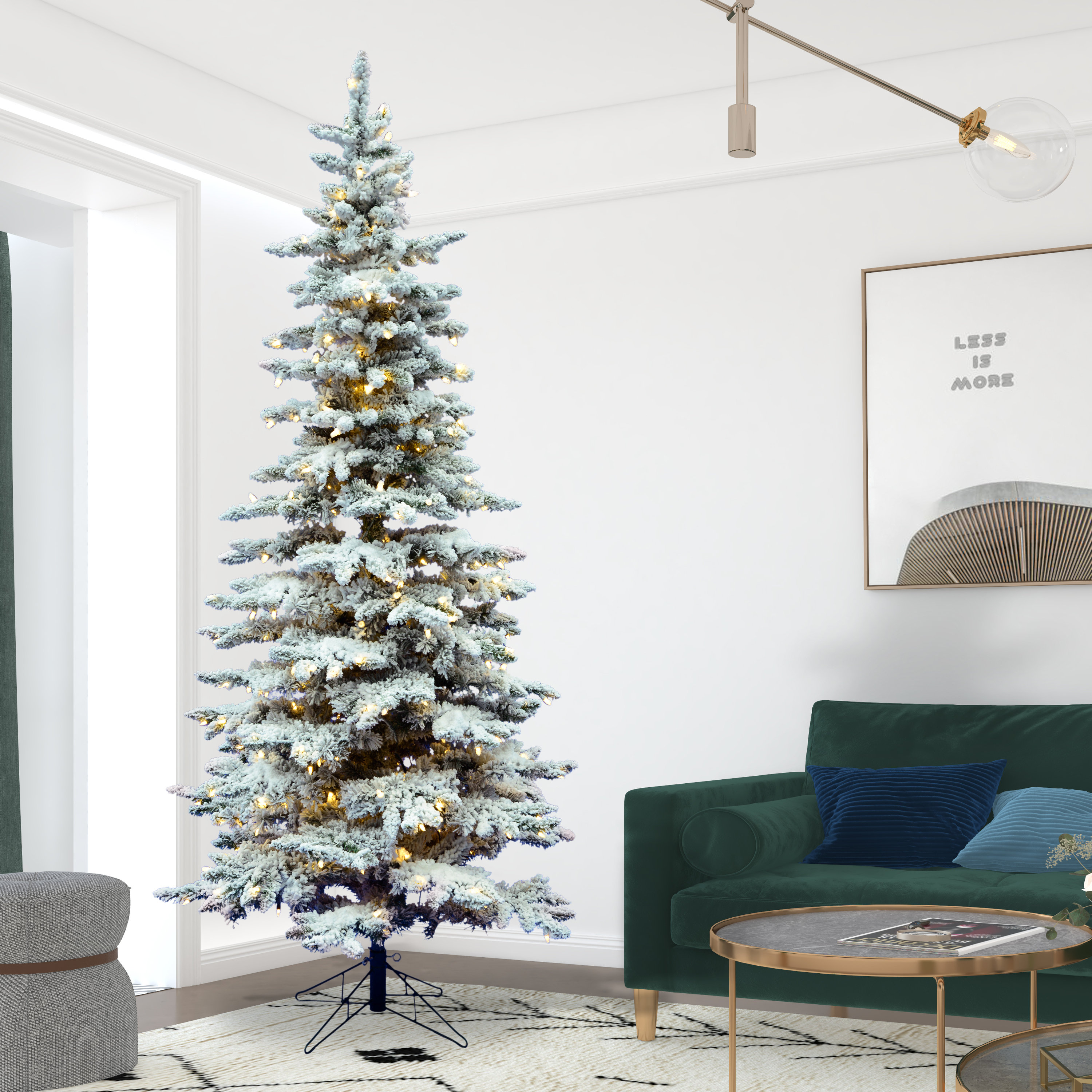 The Holiday Aisle® Utica Flocked Fir Slim Artificial Christmas Tree ...