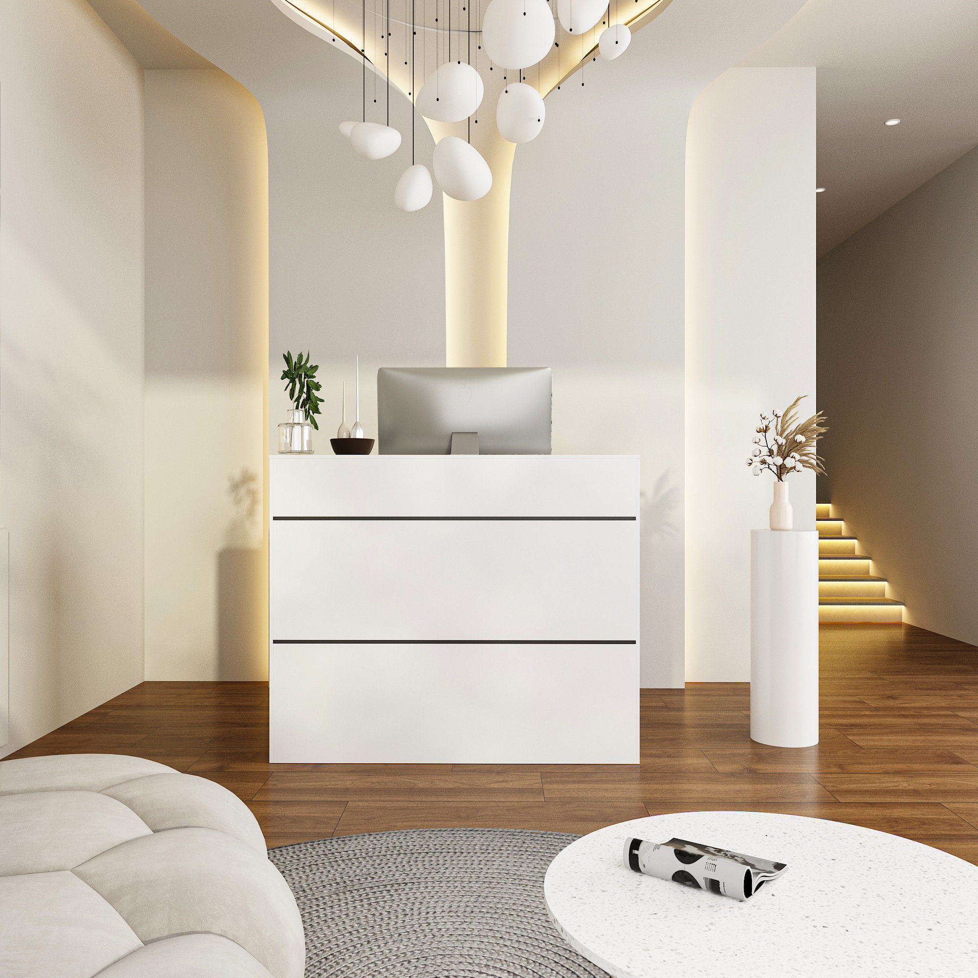 Ebern Designs 47.2'' W Reception Desk With Open Shelfs | Wayfair