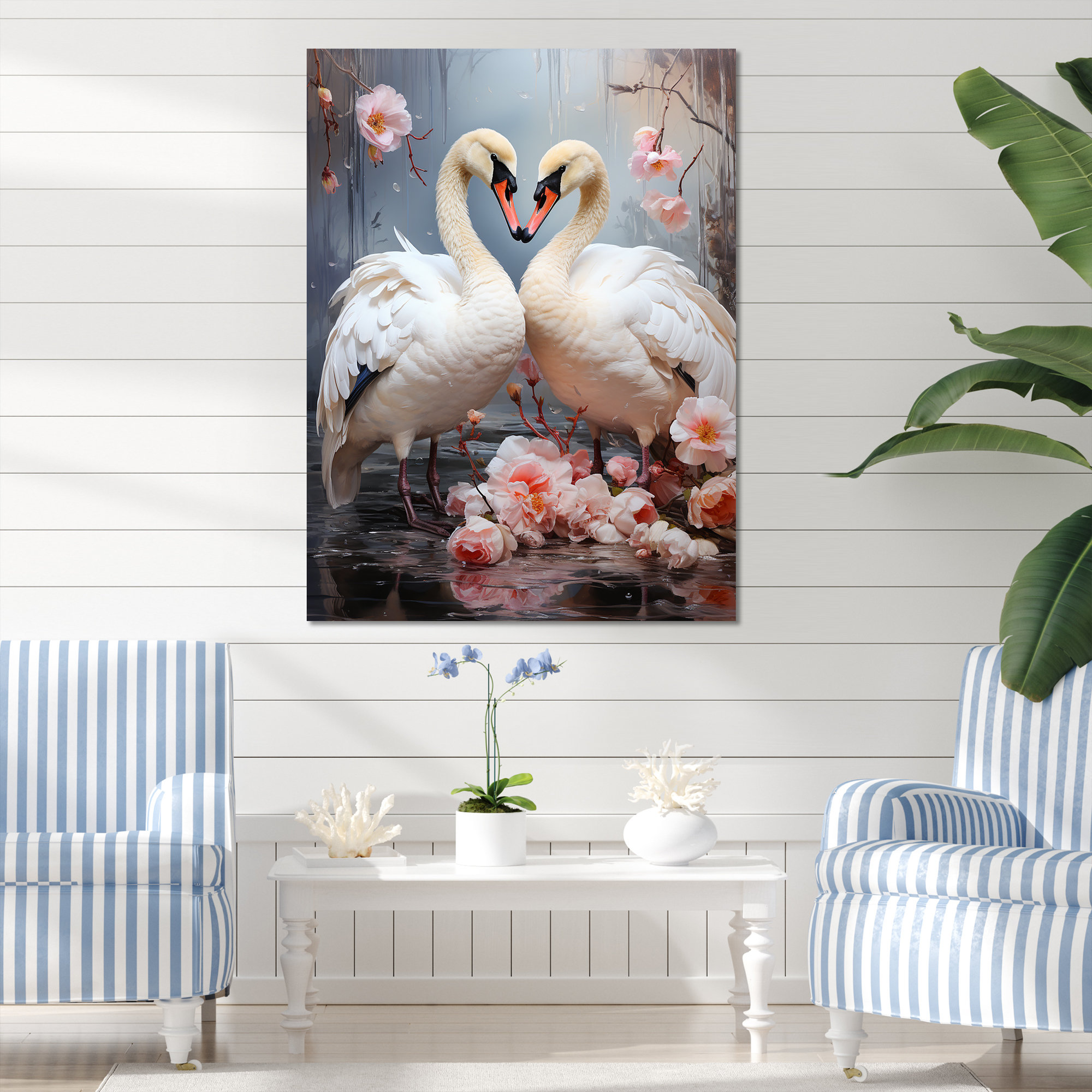 Winston Porter White Blooming Swan Serenade II - Swans Animal Wall Art ...