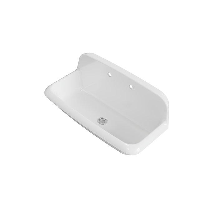 ELLAI 36 Inch Wall Mounted High Back Kitchen Sink White Porcelain ...