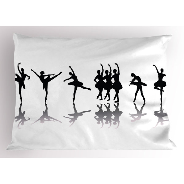 Ambesonne Ballet Pillow Sham 2 Pack Ballerinas on Stage Dance Black ...