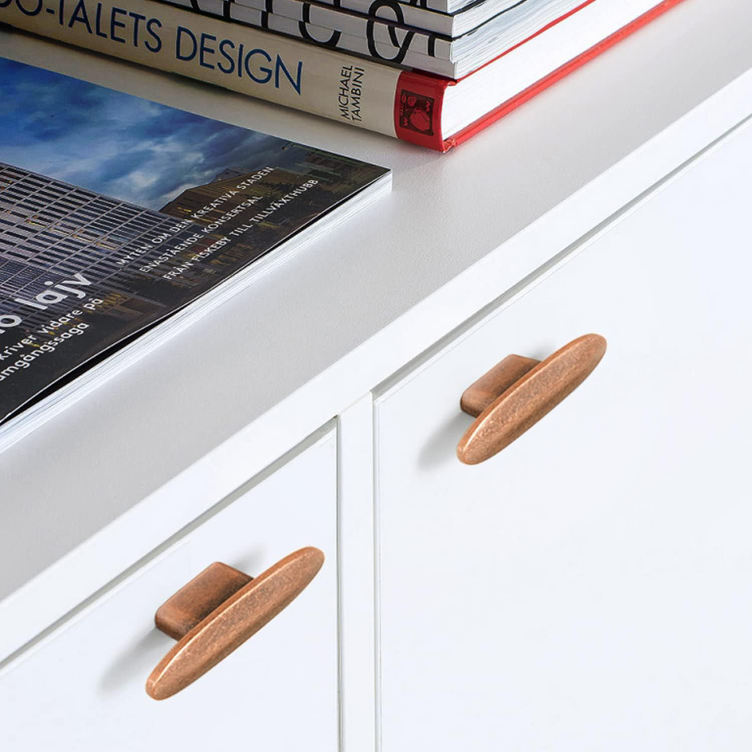 Amzico Antique Copper Drawer Knobs For Cabinets, 12-Pack, Red Bronze ...