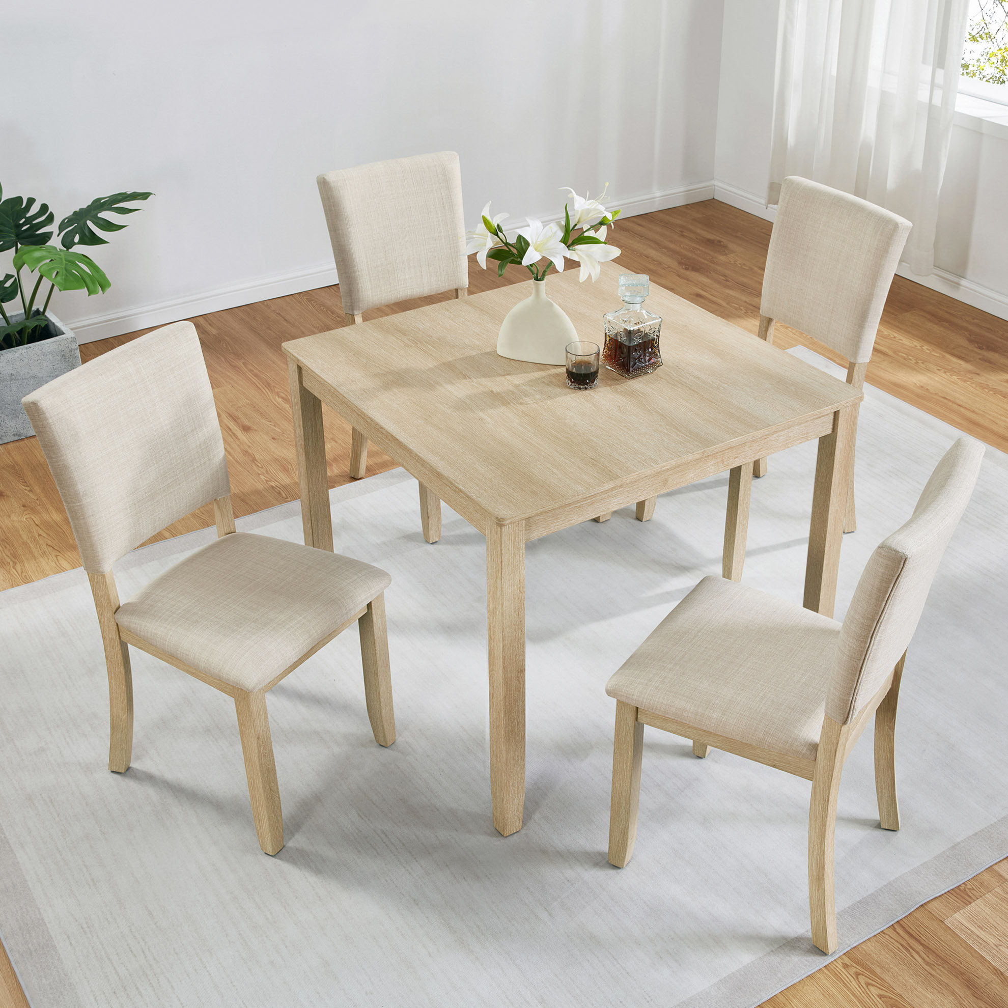 Latitude Run® Modern 4 Person Dining Table Set With 4 Chairs, Dining ...