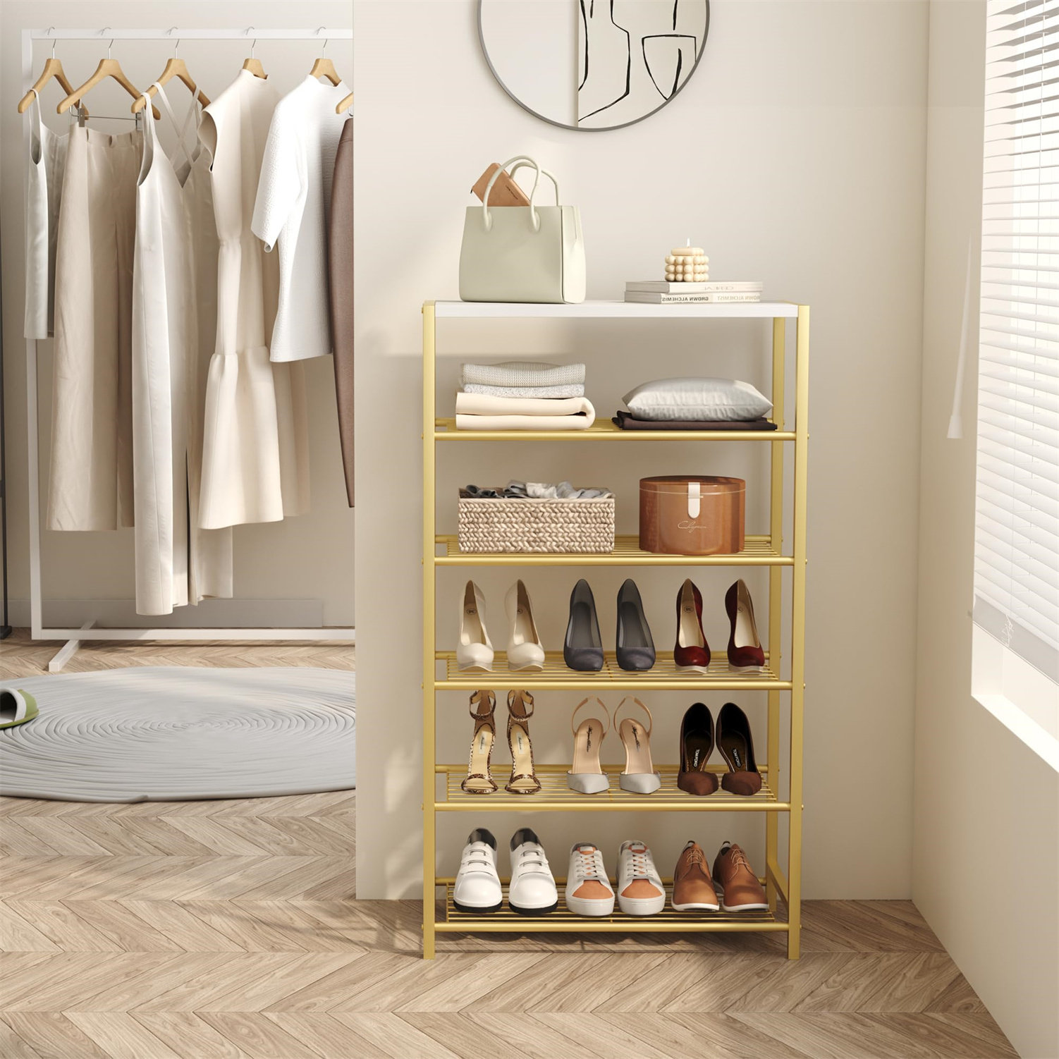 17 Stories Durable 6-Tier Country Rustic Shoe Rack - Versatile Shoe ...