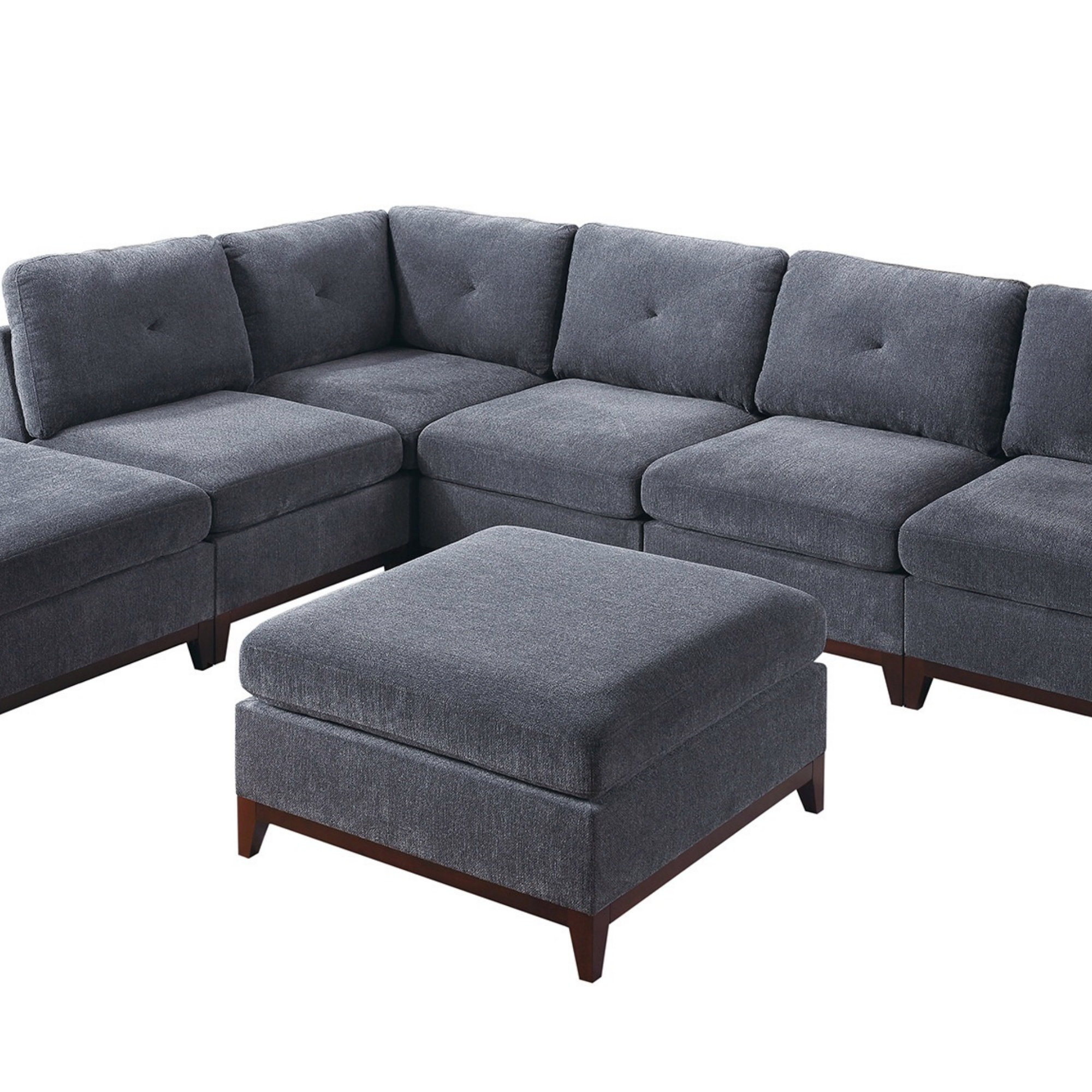 Hokku Designs Ash Grey Chenille Fabric Modular Sectional Set Living ...