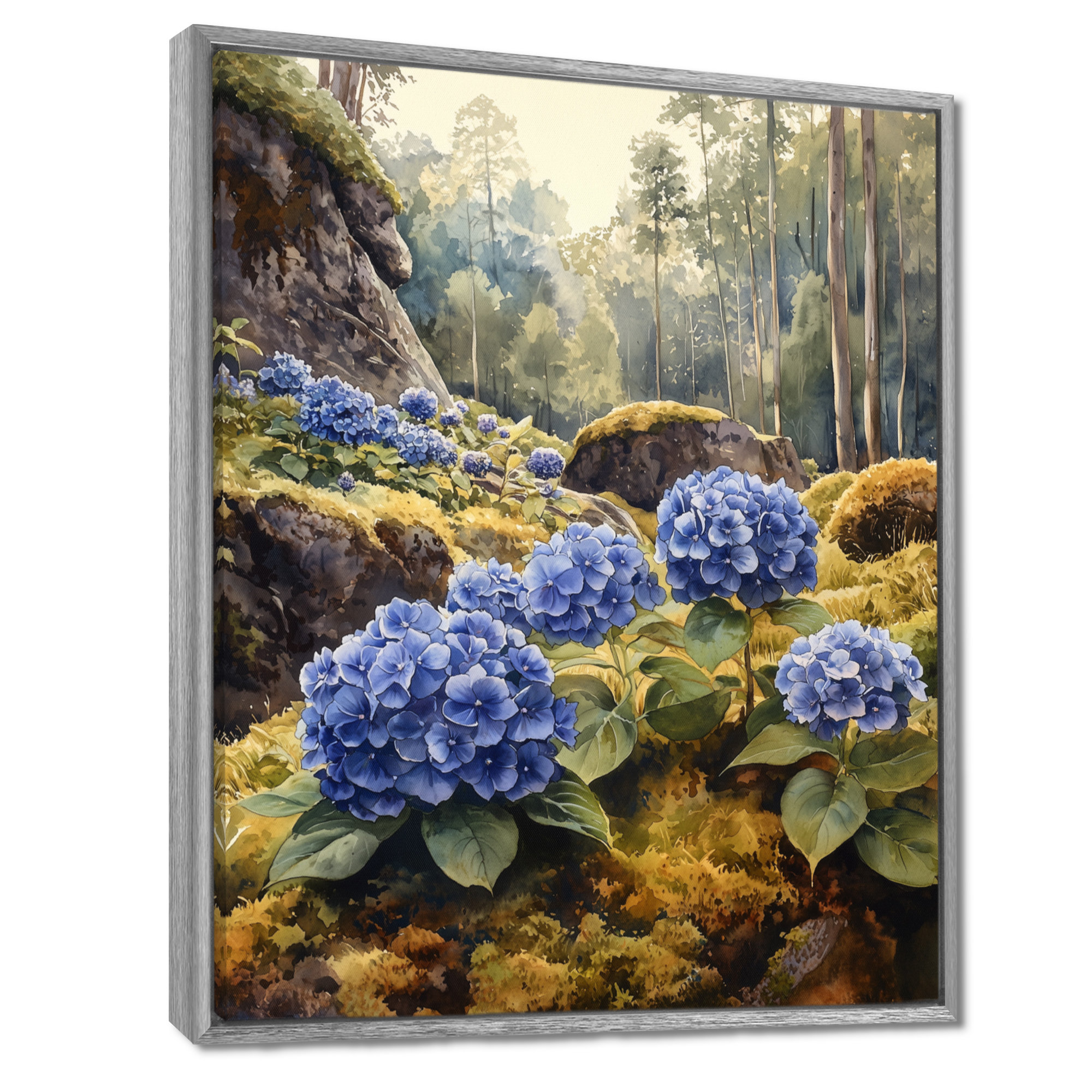 Winston Porter Francine Hydrangeas In A Mossy Garden - Hydrangea Wall ...