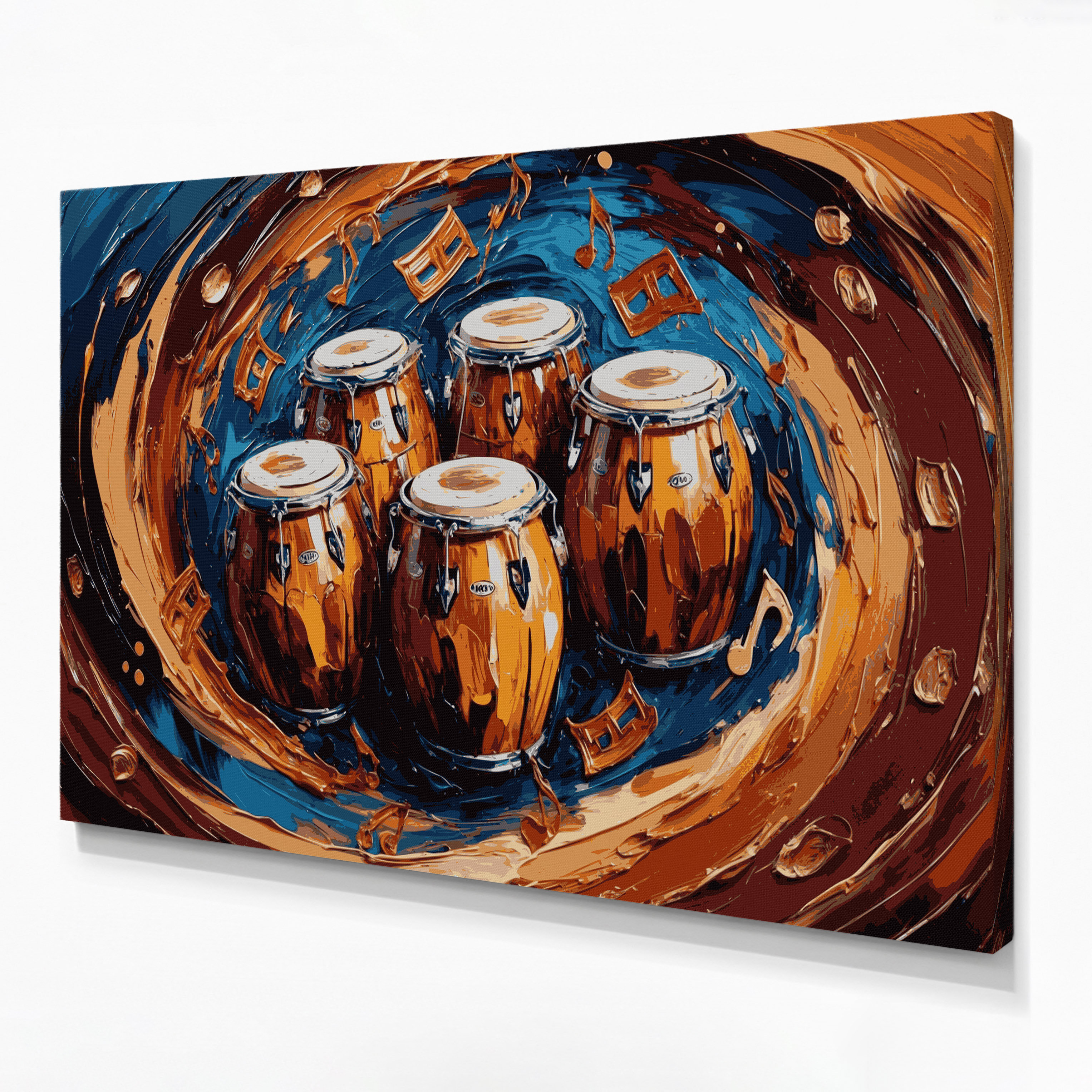 Dakota Fields Music Bongo Drums Brown Canvas Wall Art | Wayfair