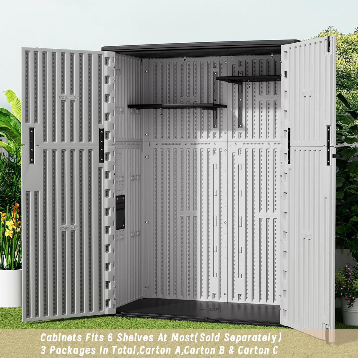 WITSHOCK Outdoor Vertical Storage Shed,57 Cu.Ft Outdoor Storage Cabinet ...