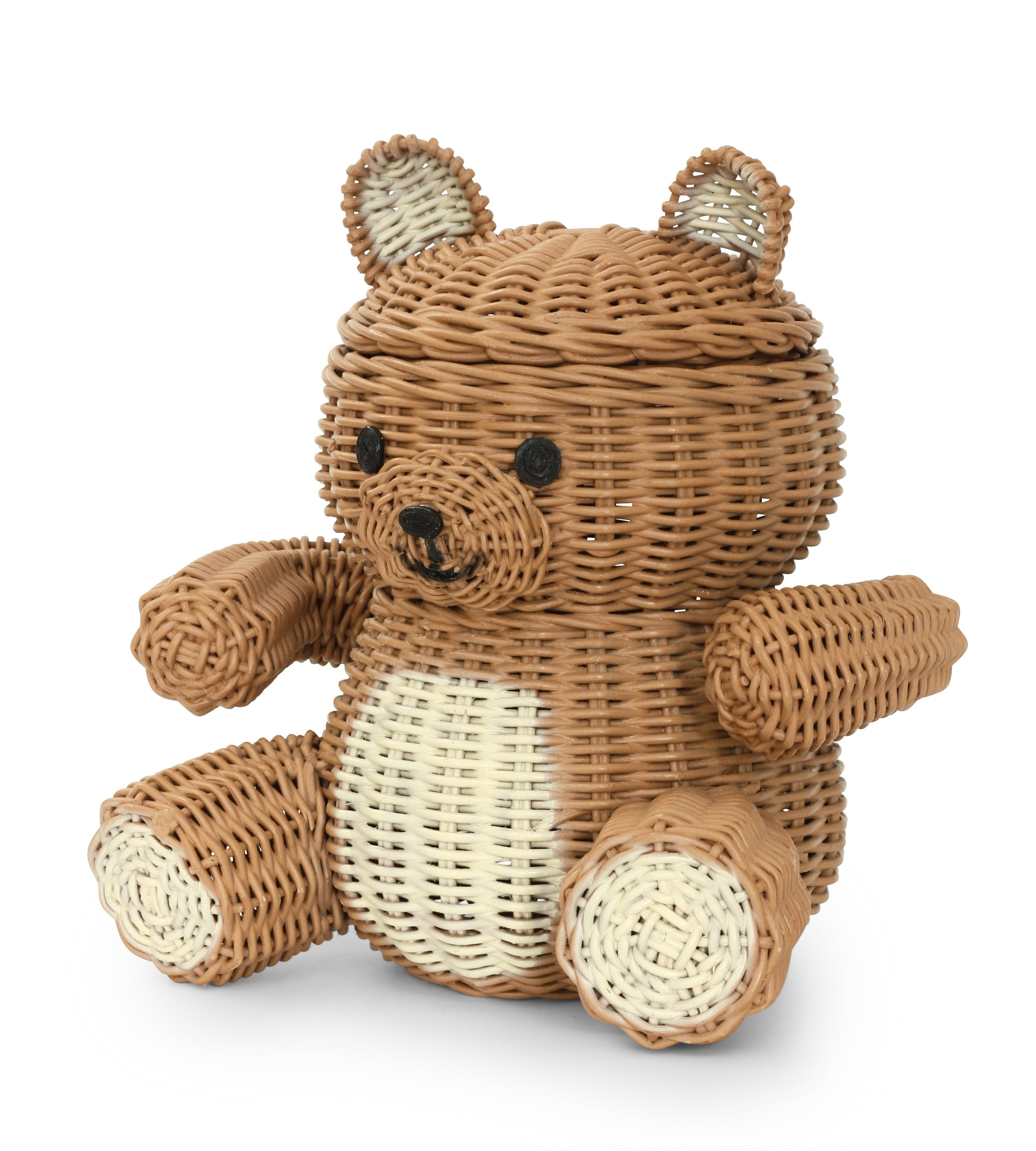 Bayou Breeze Archelle Bear Rattan Storage Basket with Lid Decorative ...