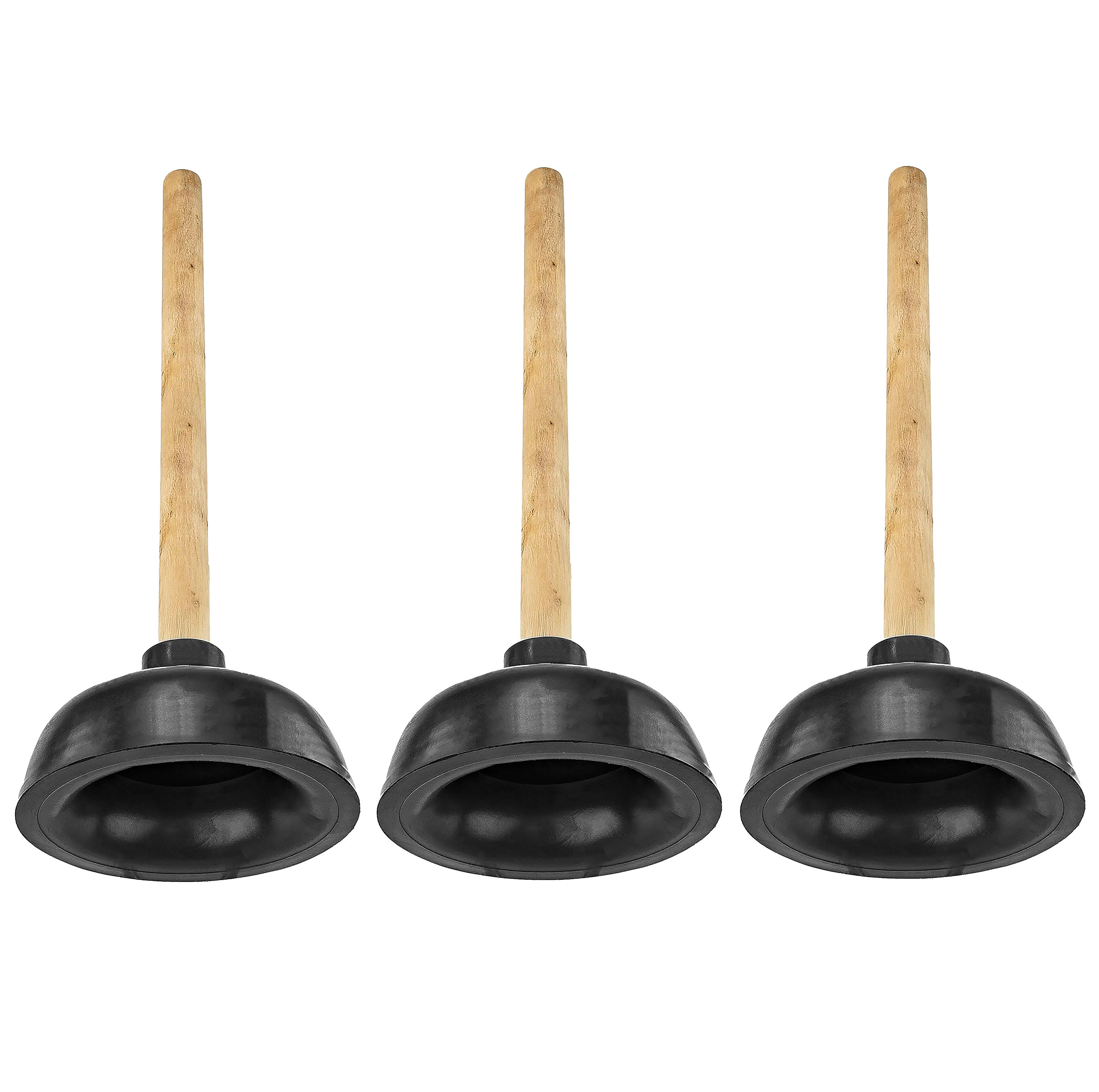 Home Mart Goods Heavy Duty Toilet & Sink Bathroom Plunger With Wooden ...