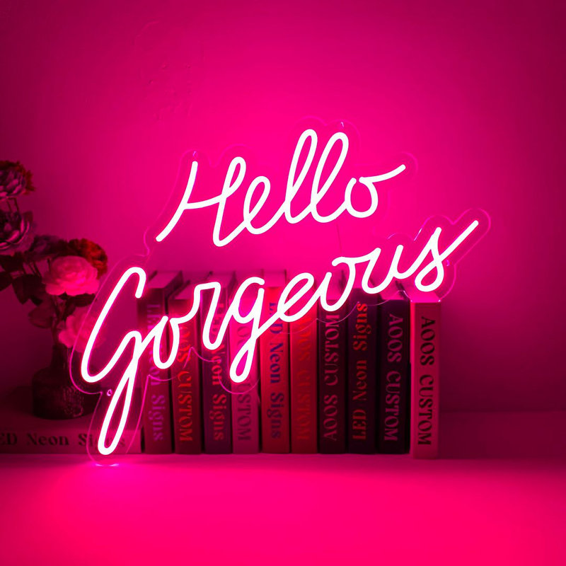 Trinx Hello Gorgeous 20" LED Neon Sign | Wayfair