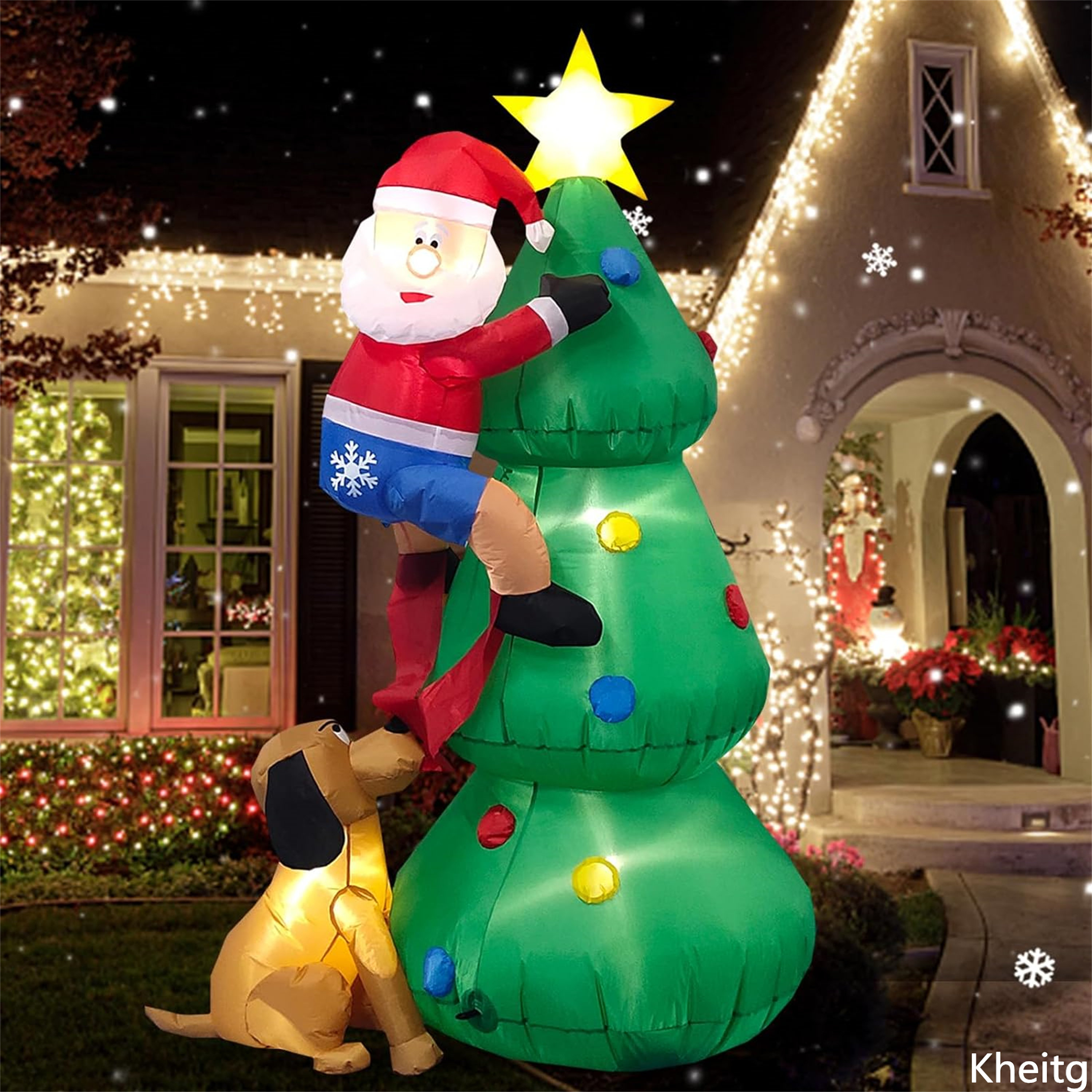 The Holiday Aisle® 6 FT Inflatable Christmas Tree with A Santa Chased ...