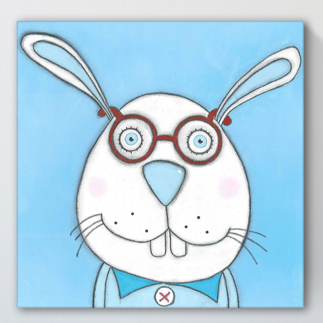 Marmont Hill 'Rabbit with Glasses' Print on Wrapped Canvas | Wayfair