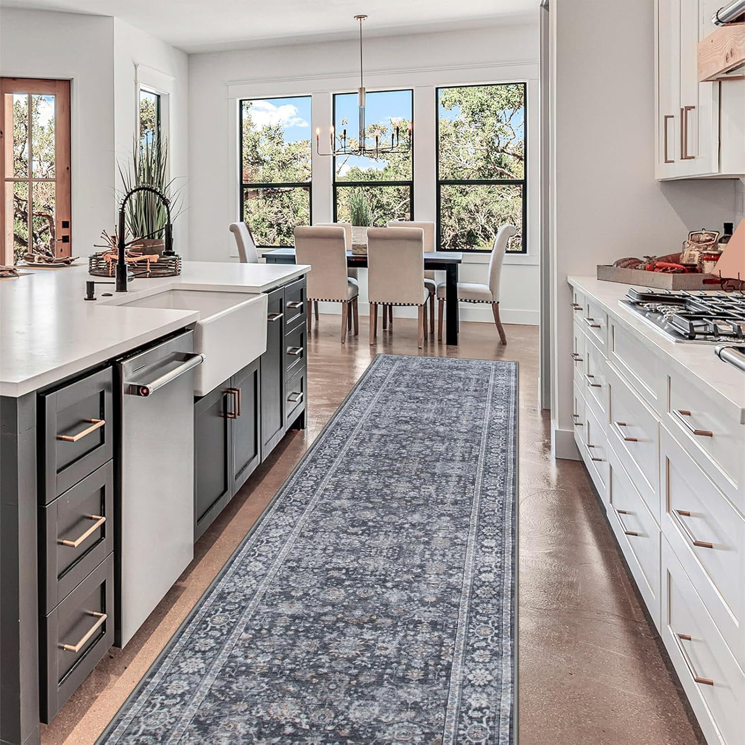 Bungalow Rose 2.5' soft Extra Long Washable Runner Rug Vintage Print ...