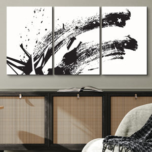 IDEA4WALL Black & White Paint Splatter Star Stroke Abstract Shapes ...