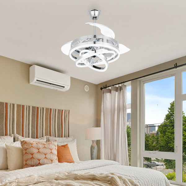 Ivy Bronx Gwenette 36'' Modern DIY Shade Ceiling Fan with LED Lights, 6 ...