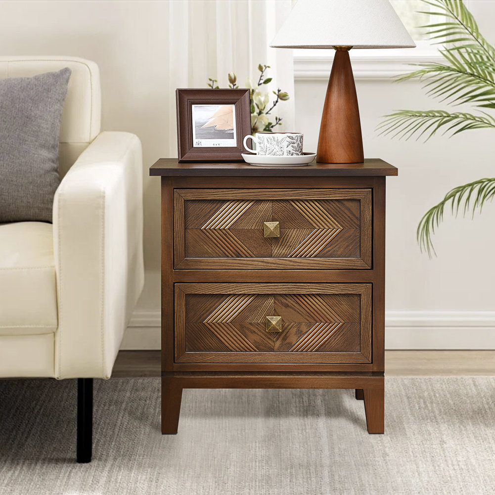 Millwood Pines Rustic Brown Vintage Nightstand | Wayfair