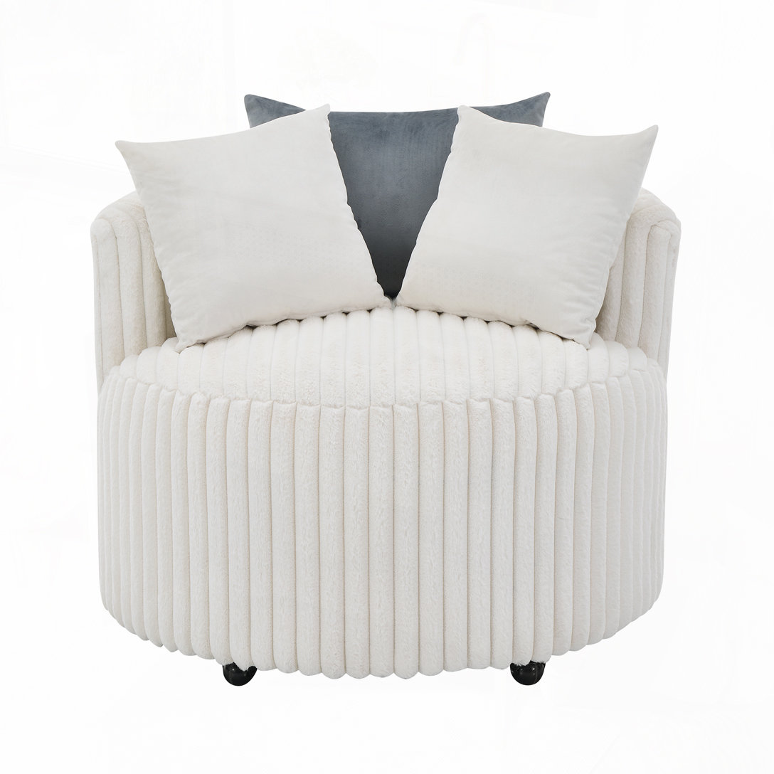 Red Barrel Studio® Plush Wide Wale Corduroy Upholstered Barrel Accent ...