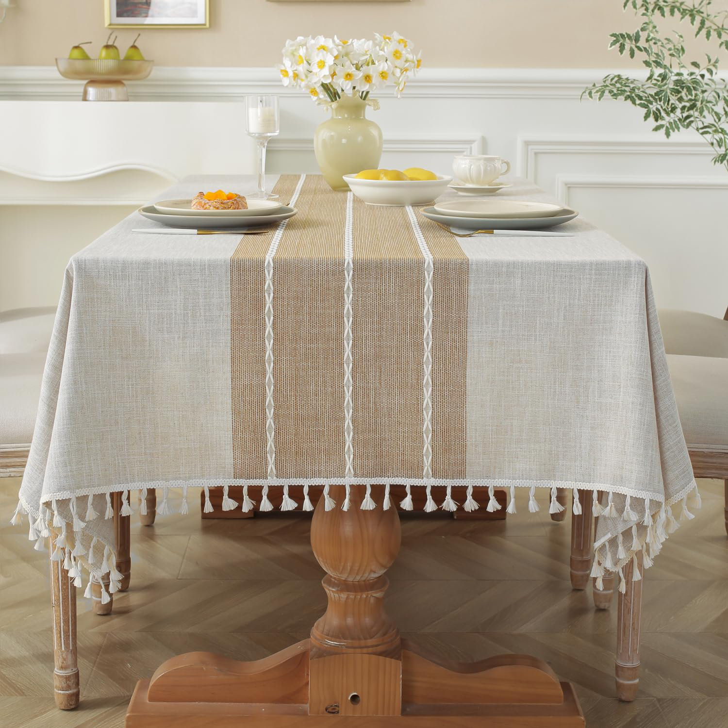 Gracie Oaks Table Cloth Rectangle Table, Heavy Duty Cotton Linen ...
