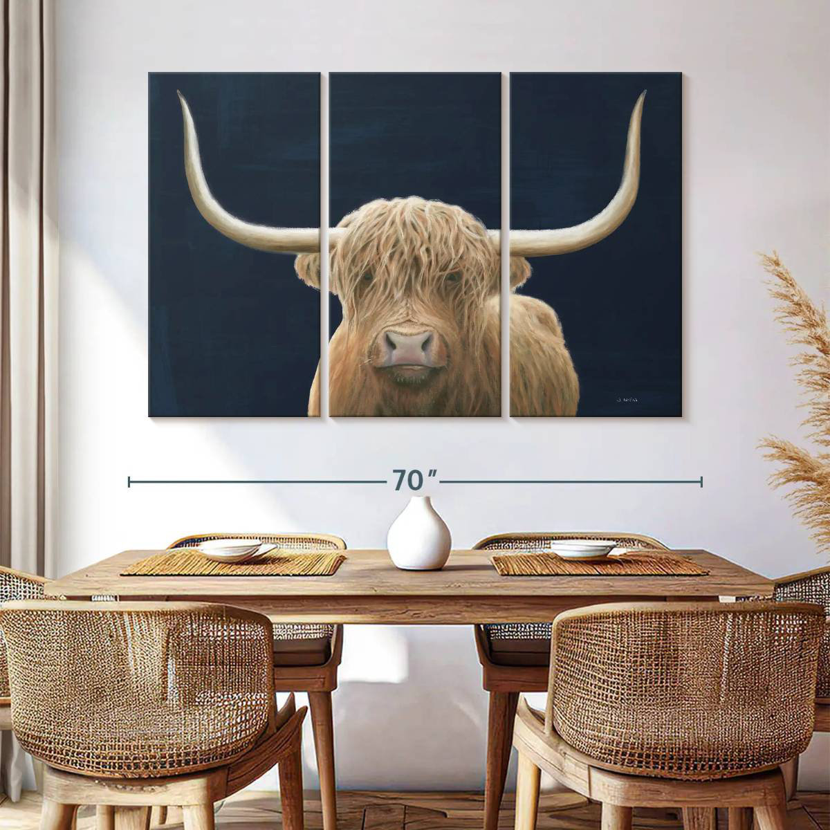 Ebern Designs Brampt Highland Cow Navy | Wayfair
