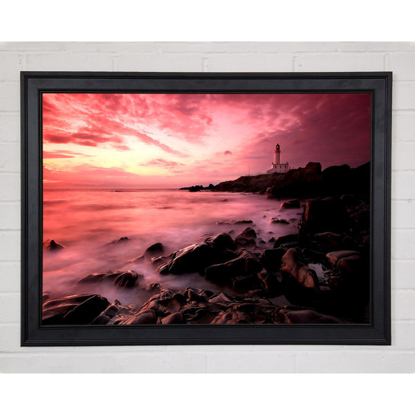 Highland Dunes Lighthouse Sunset Framed Print | Wayfair.co.uk
